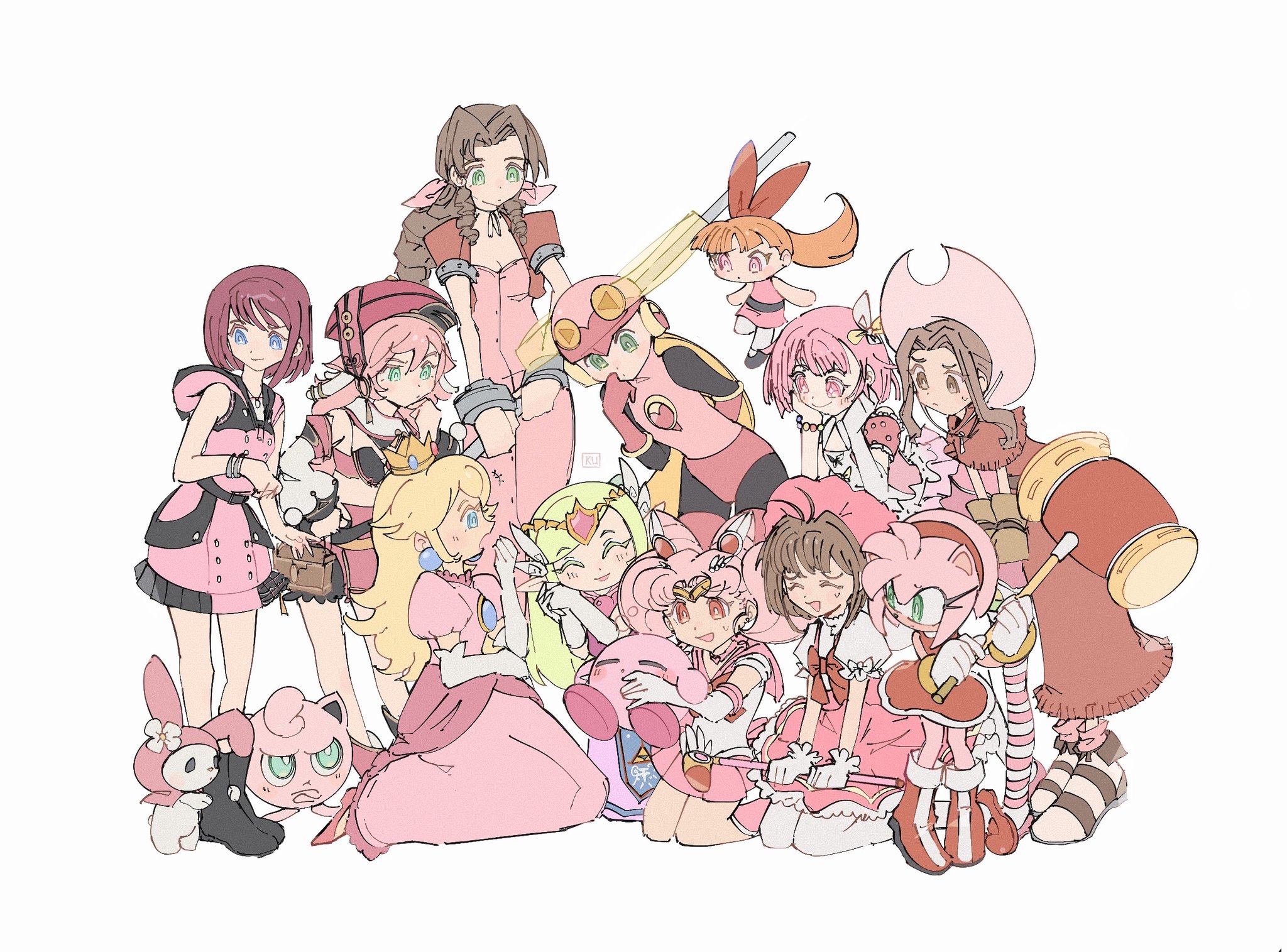 Safebooru - 6+girls ^ ^ aerith gainsborough alien amy rose annotated ...