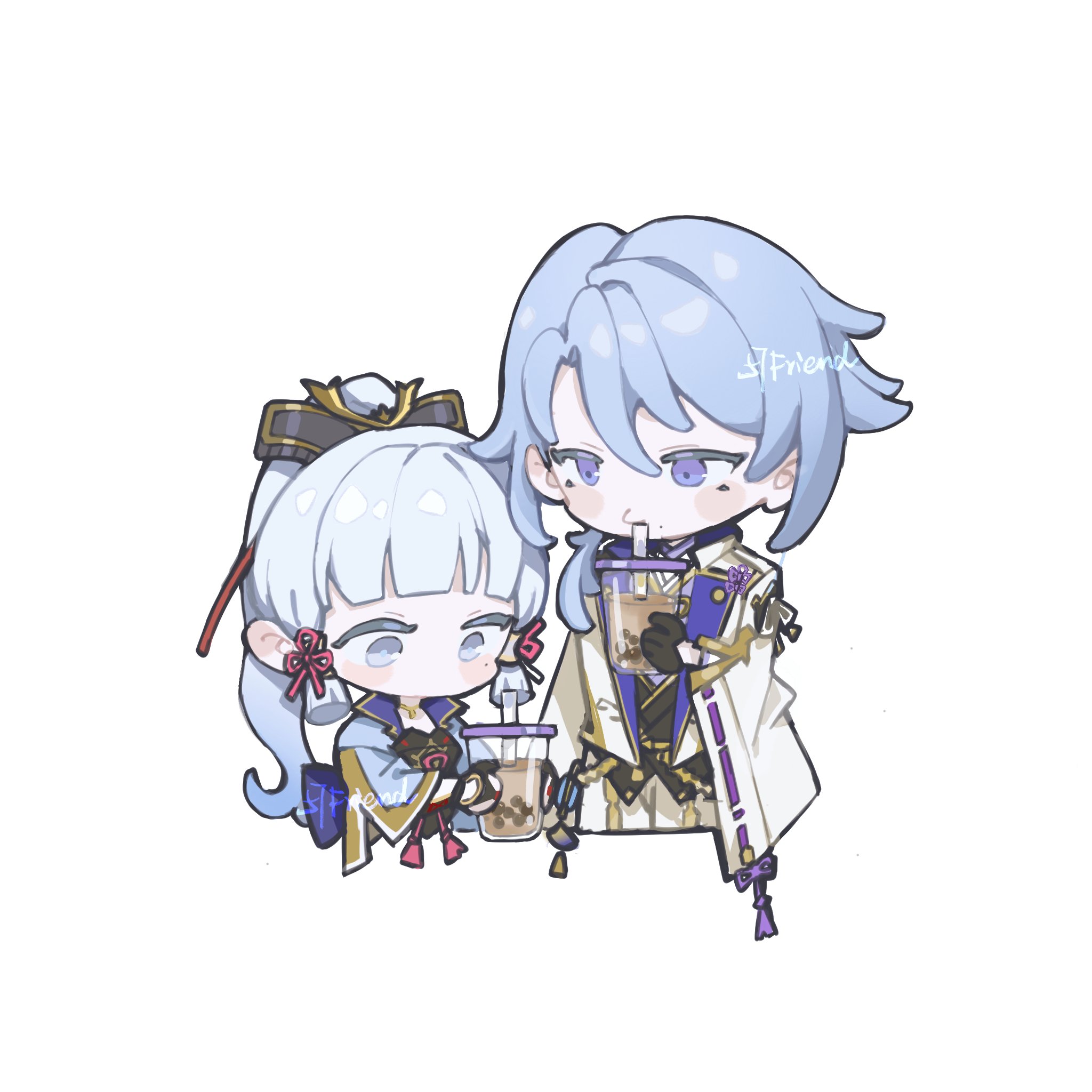 Safebooru - 1boy 1girl 57friend bangs black gloves blue eyes blue hair ...