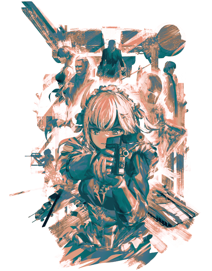 Safebooru - 2girls 4boys advarcher aircraft assault rifle commentary ...
