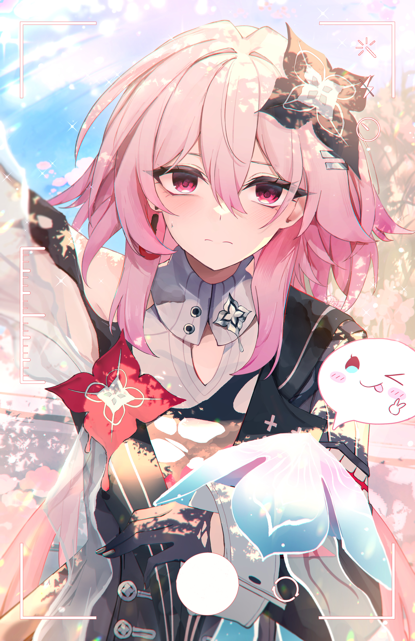 Safebooru - 1girl absurdres black gloves blush closed mouth dress earrings elphe evernight ...