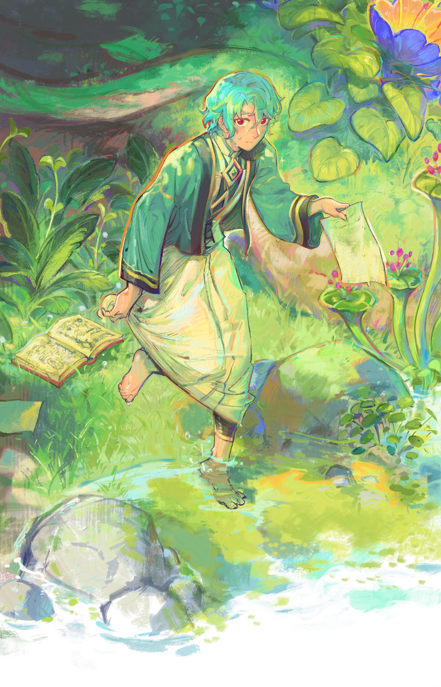 Safebooru - 1boy aged down akademiya uniform blue flower blue hair ...