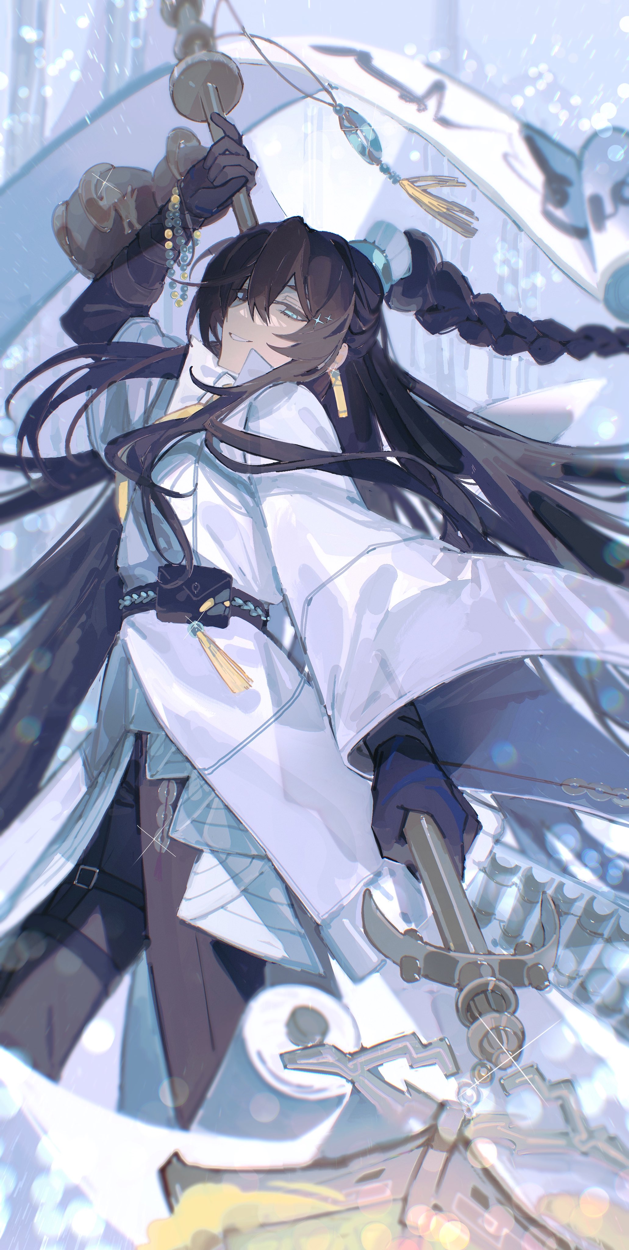 Safebooru - 1boy absurdres adapted costume arknights beads black eyes black gloves black hair ...