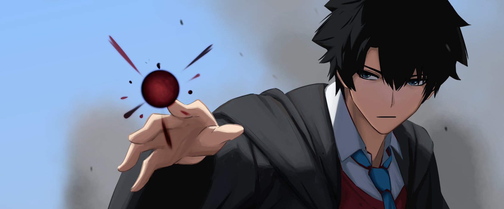 Safebooru - 1boy black hair black robe blue eyes blue necktie fate ...