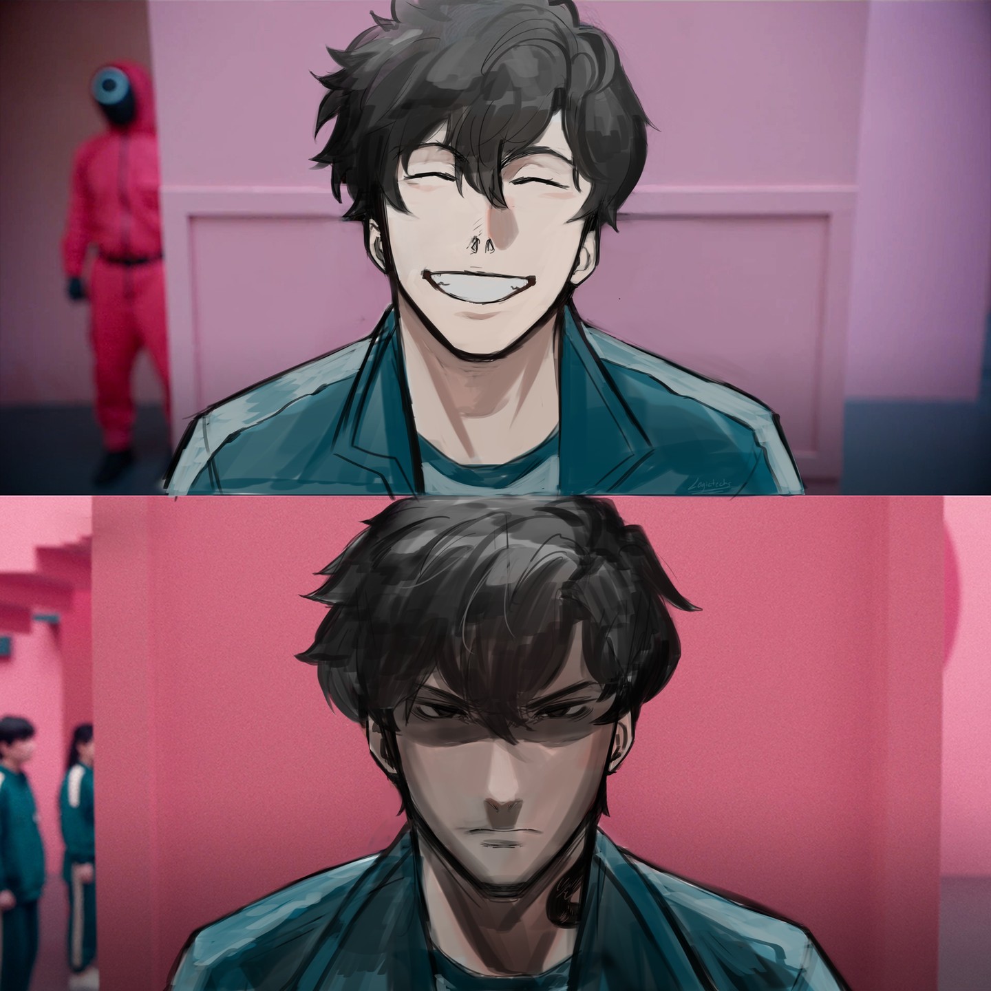 Safebooru - 1boy before and after black hair closed eyes derivative ...