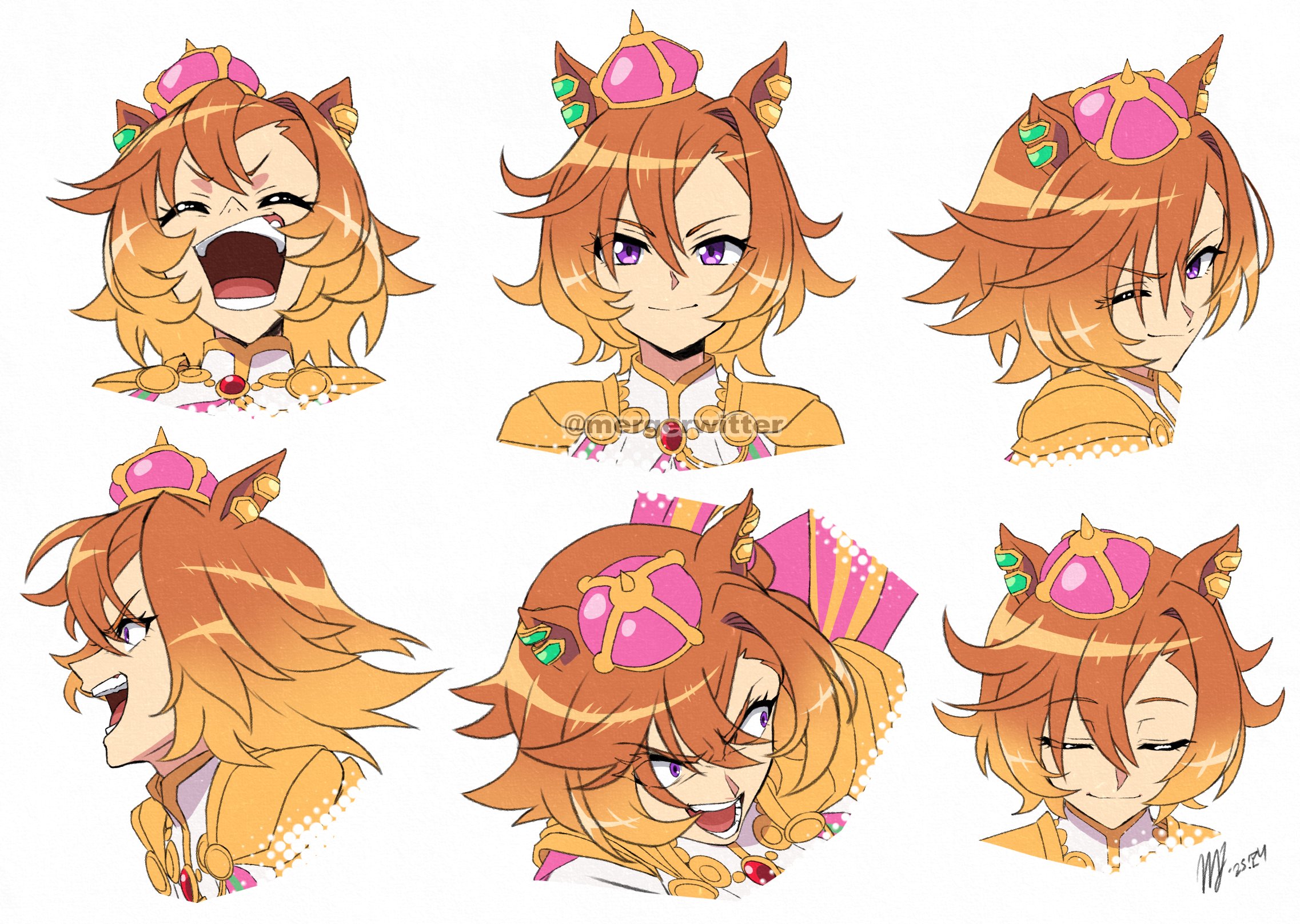Safebooru - 1girl animal ears armor closed eyes closed mouth crown ear ...