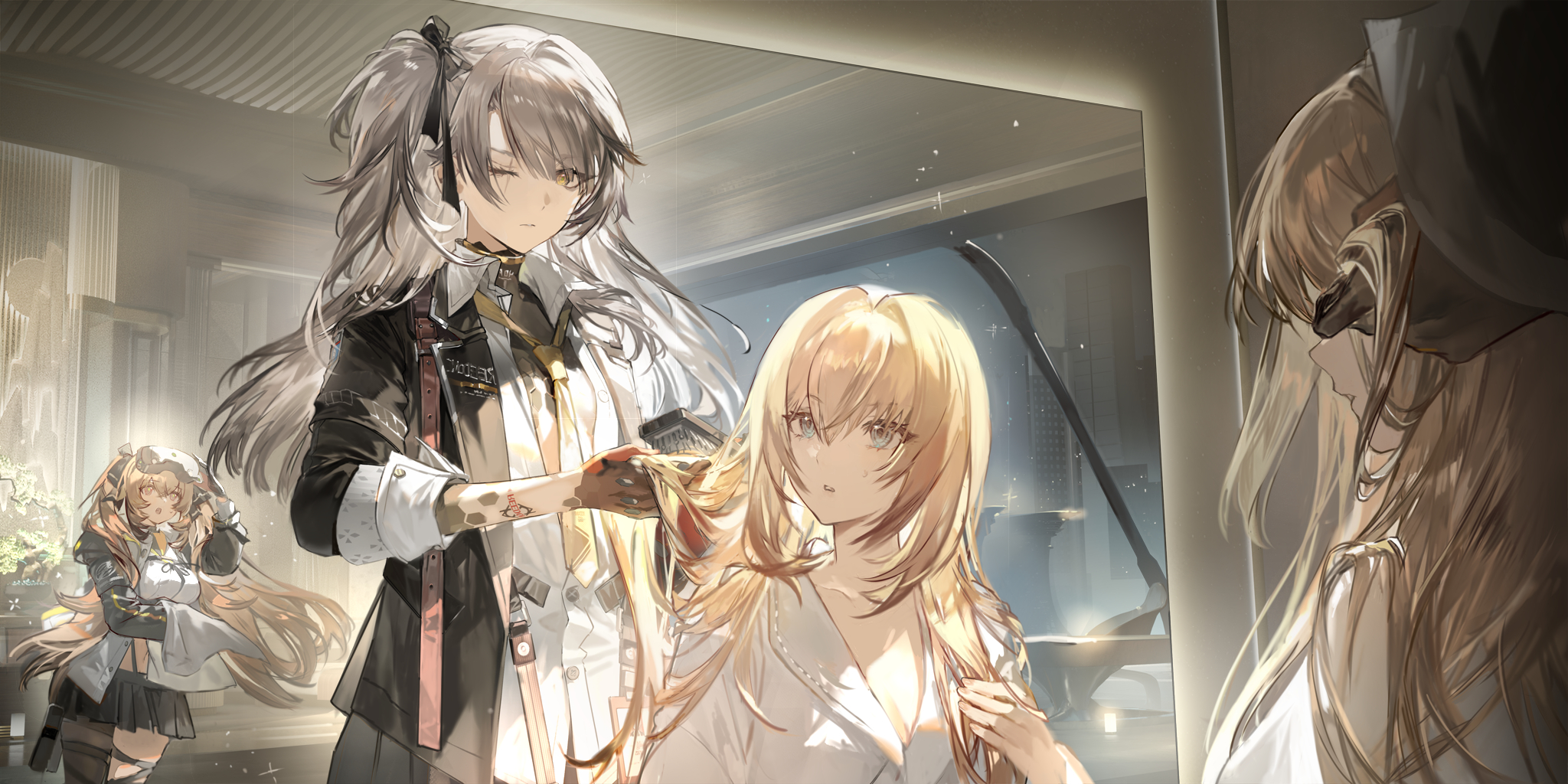 Safebooru - 3girls artist collaboration artist request black jacket ...