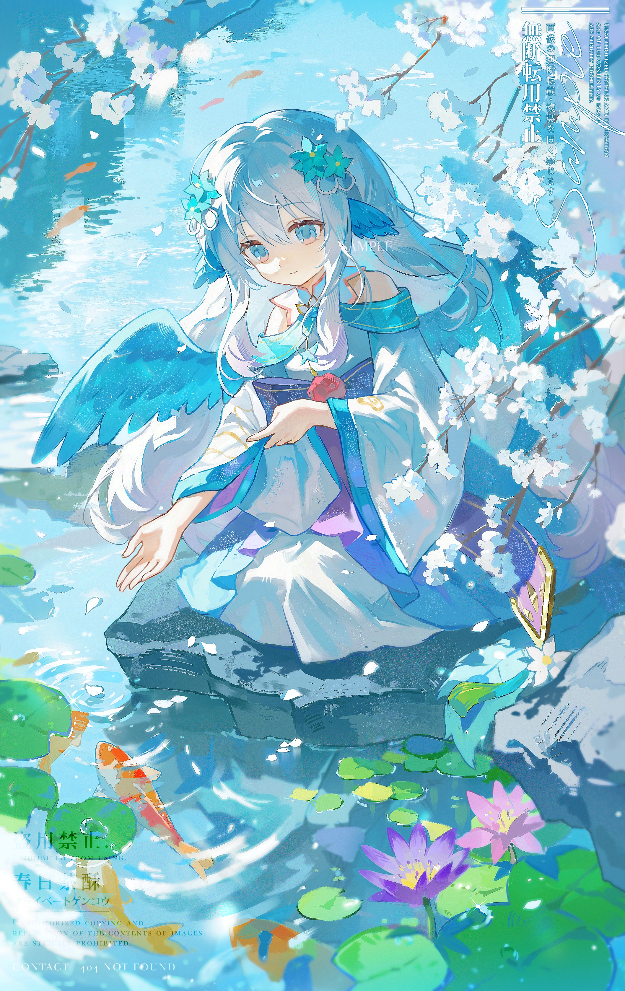 Safebooru 1girl Absurdres Bare Shoulders Blue Eyes Blue Hair Blue