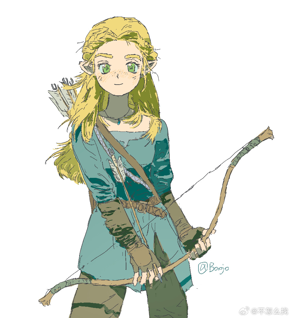 Safebooru - 1girl blonde hair bo oj0916 bow (weapon) cowboy shot ...