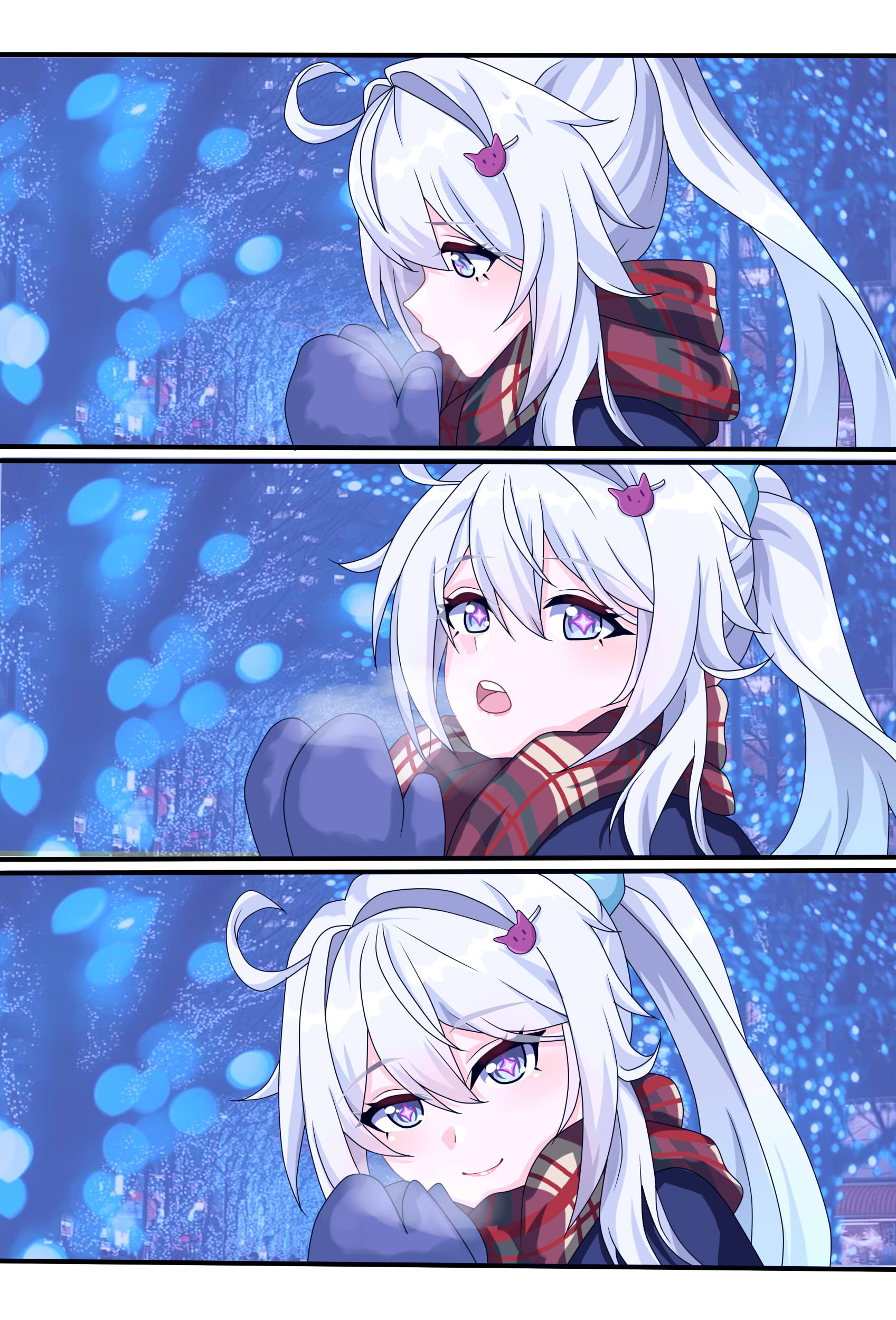 Safebooru - 1girl absurdres alternate costume blue eyes breath cat hair ...
