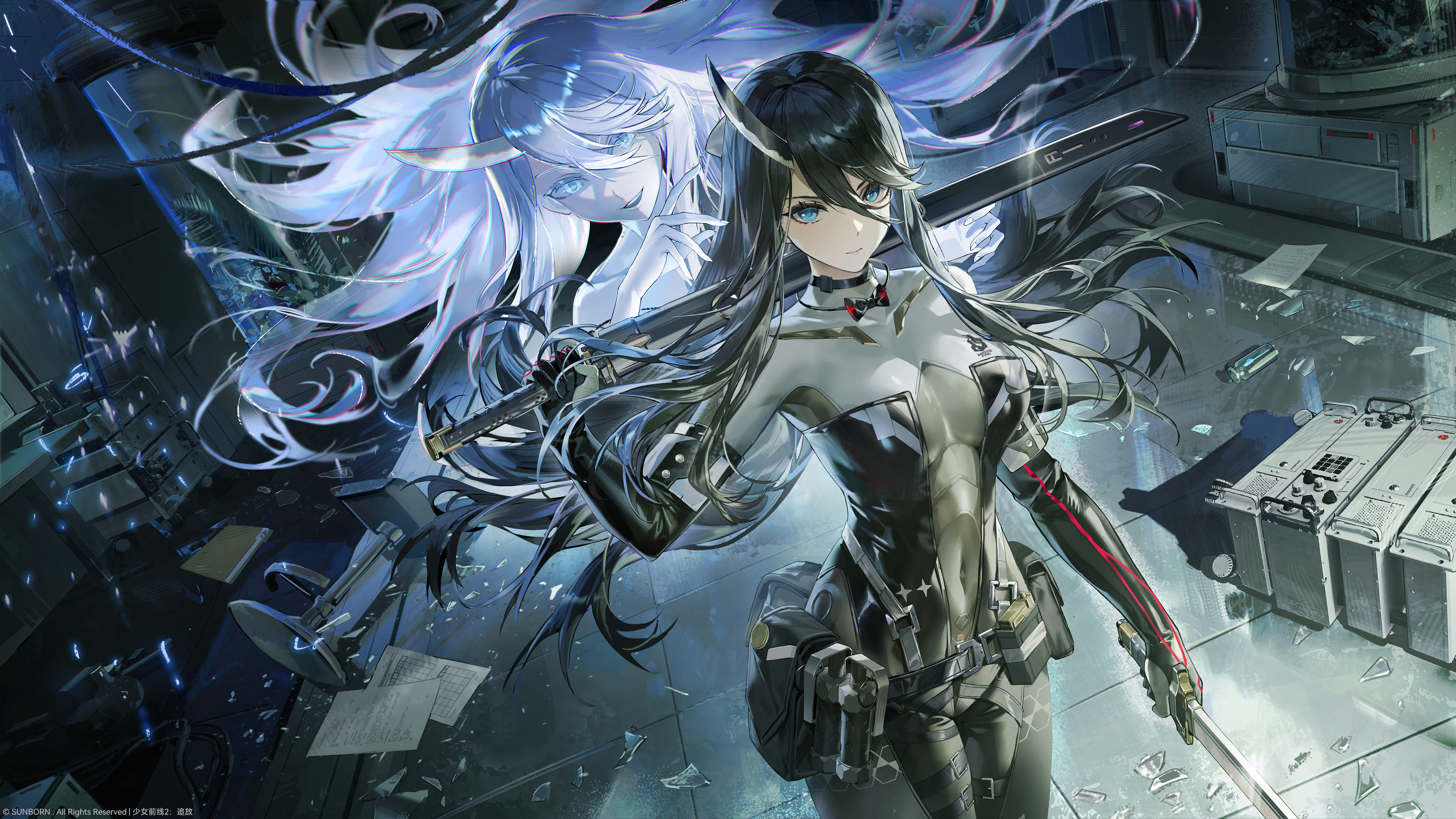Safebooru - 1girl absurdres artist request black hair blue eyes ...
