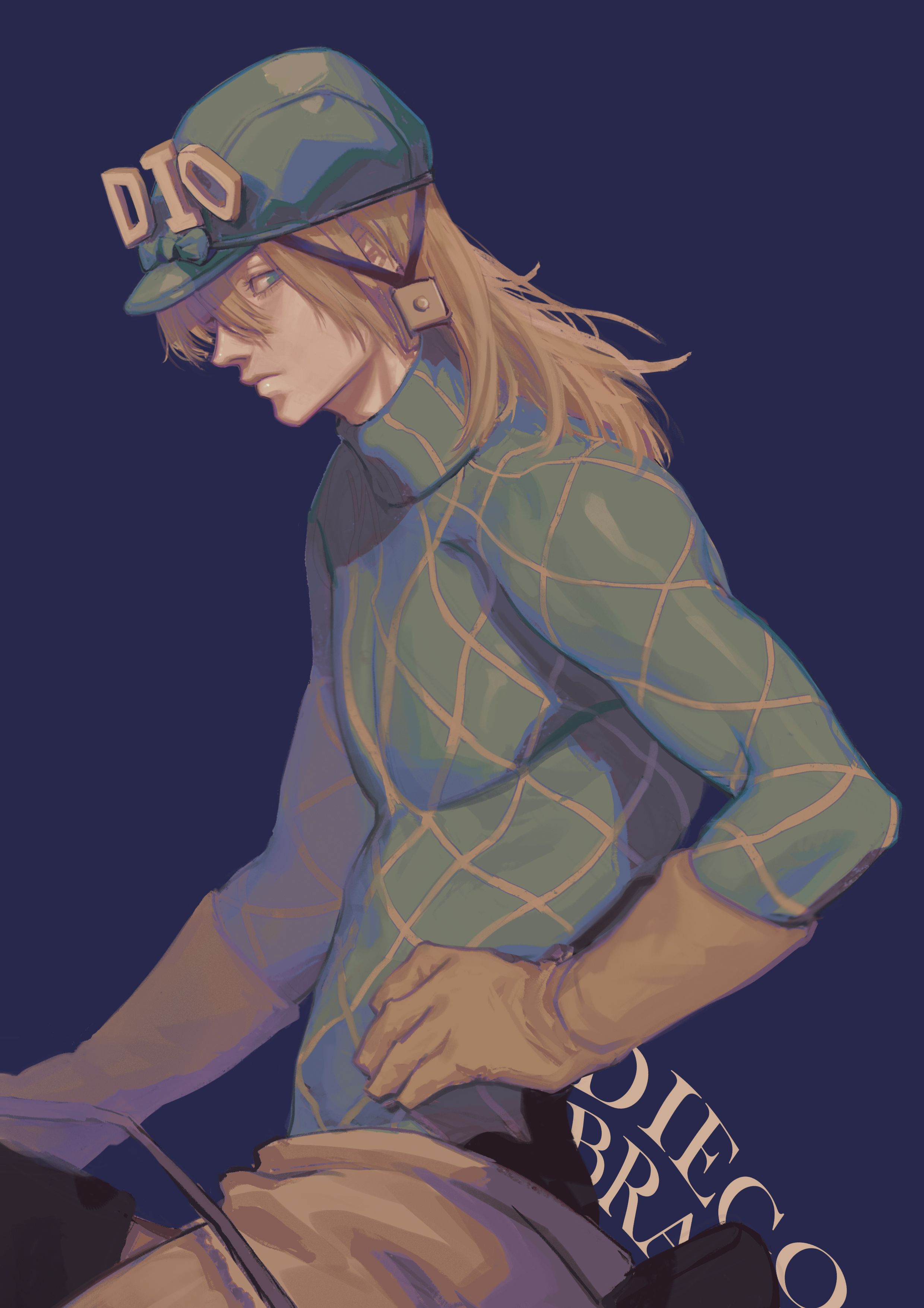 Safebooru - 1boy absurdres bangs blonde hair blue eyes bow character name diego brando gloves ...