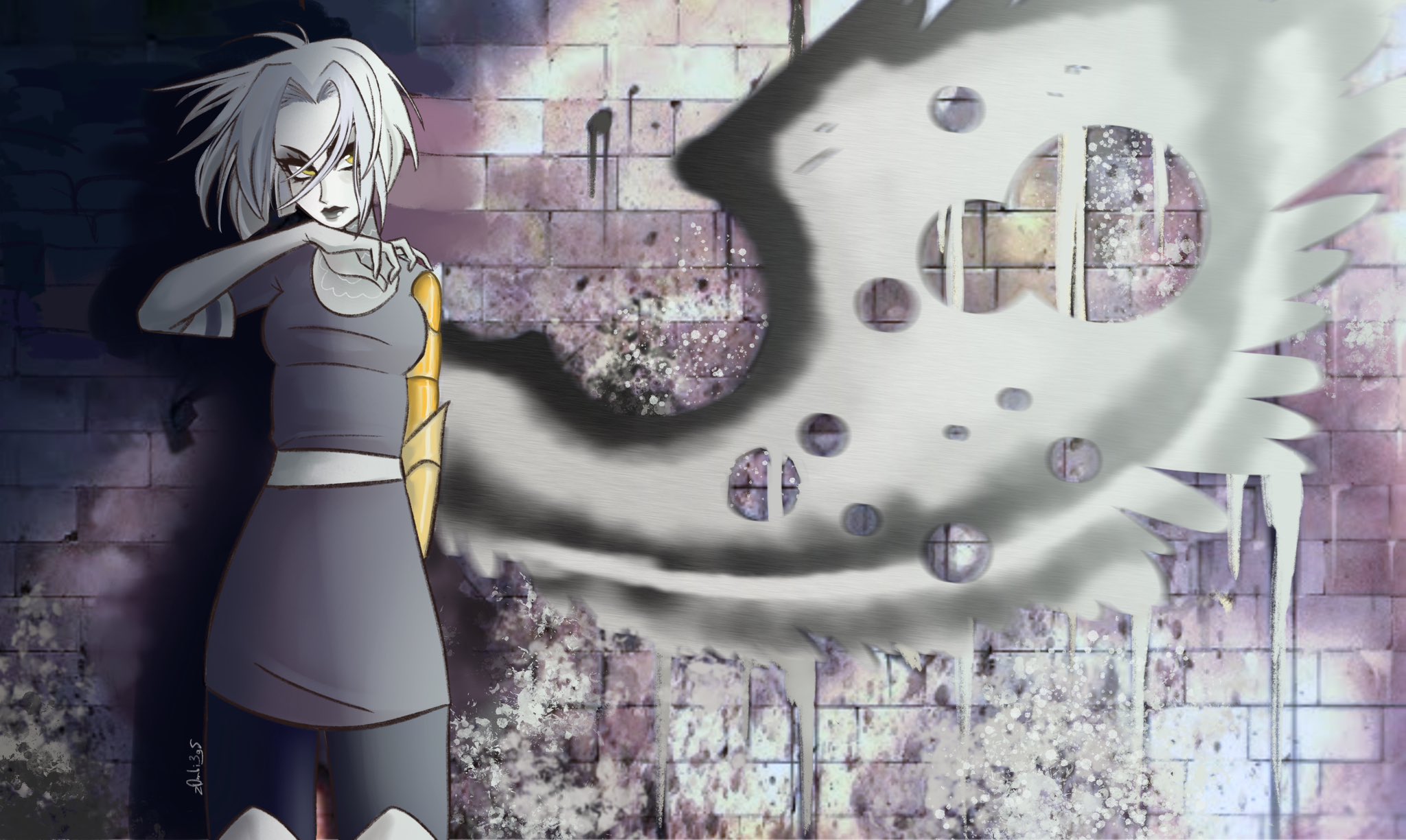 Safebooru - 1girl angel wings angel with a shotgun belt breasts brick ...