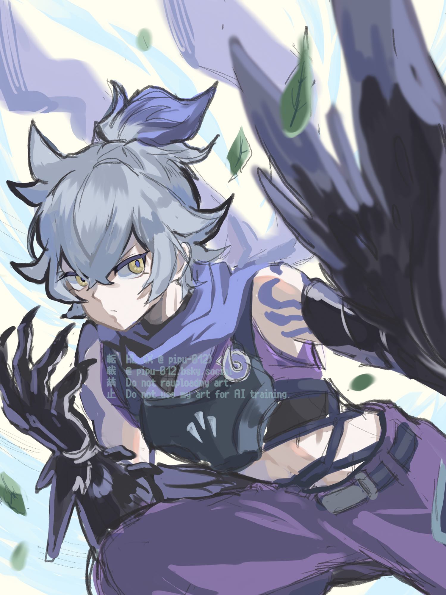 Safebooru - armor bird boy bird wings blue hair blue scarf duel monster ...