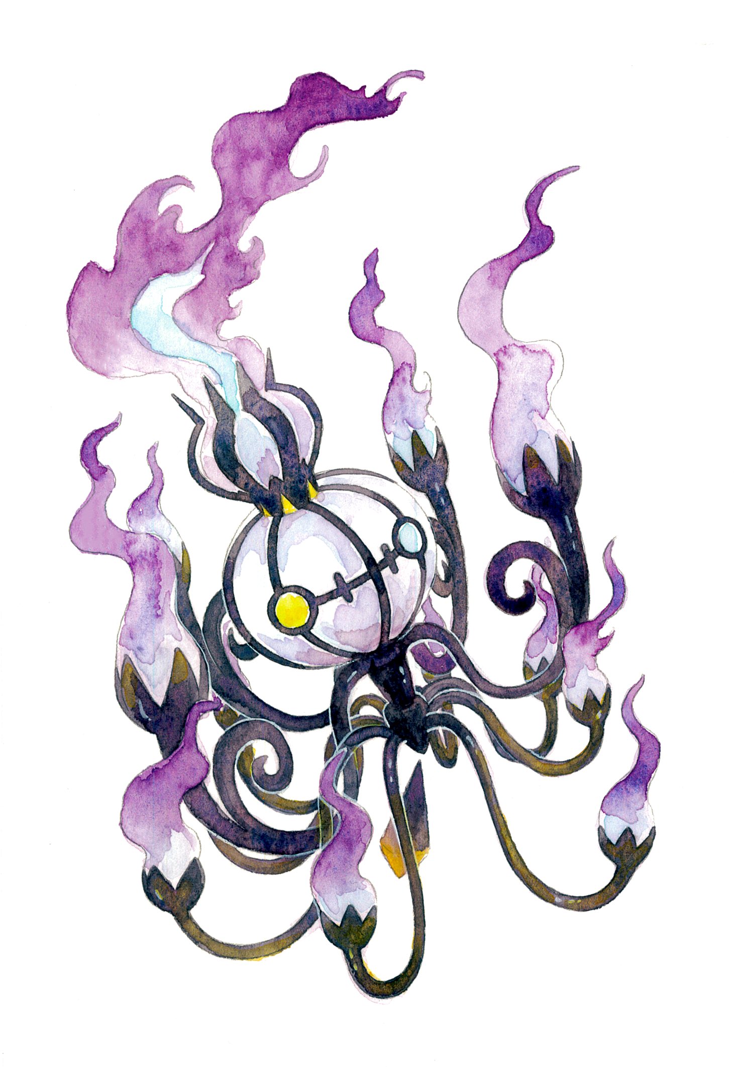 Safebooru - blue eyes chandelier chandelure fire full body ...