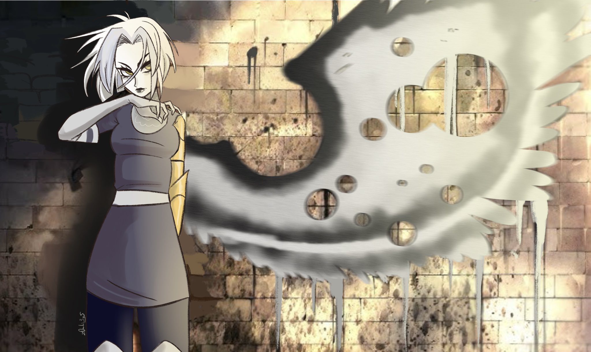 Safebooru - 1girl angel wings angel with a shotgun belt breasts brick ...