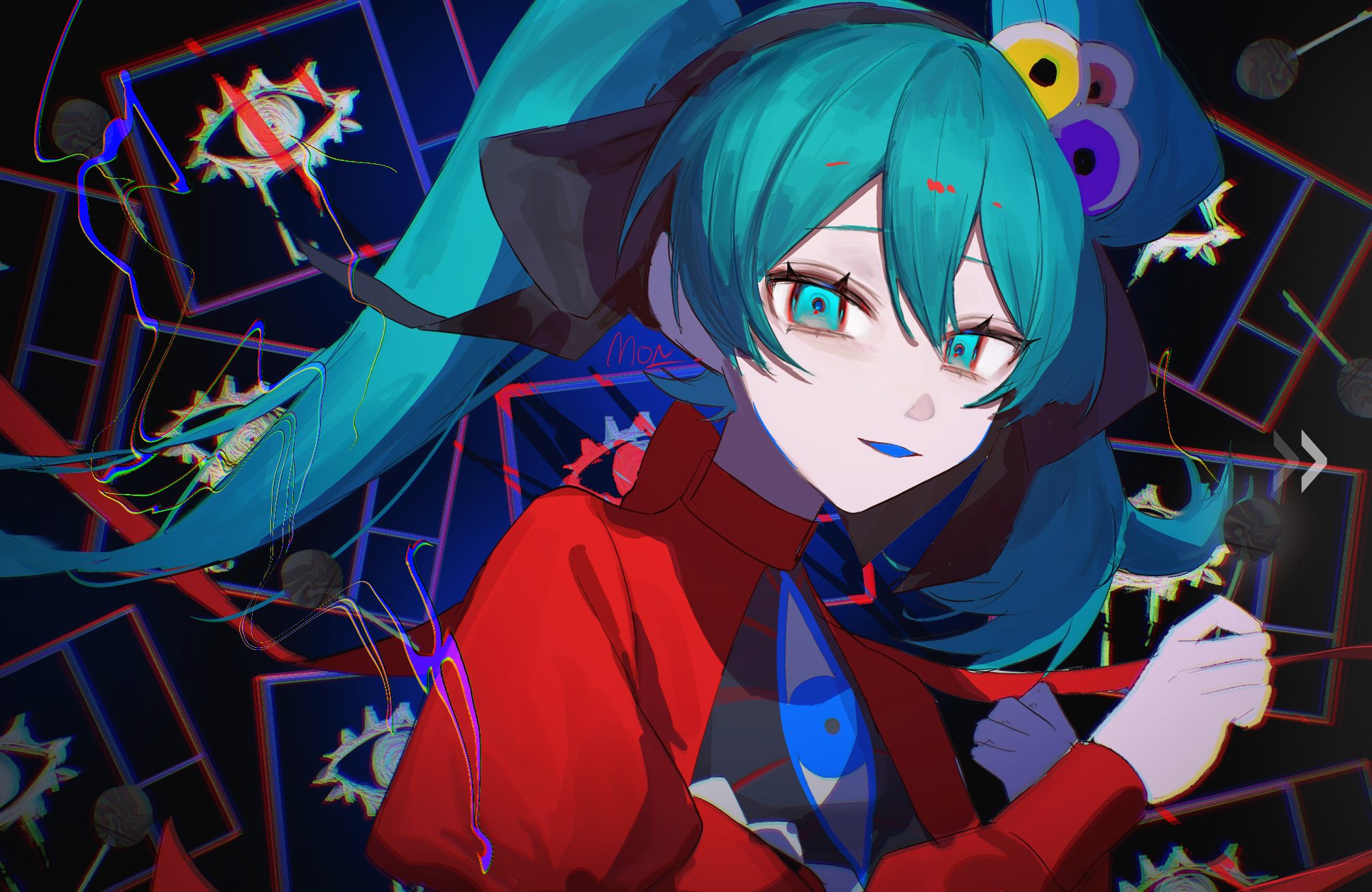 Safebooru - 1girl aqua eyes aqua hair artist name asymmetrical hair ...