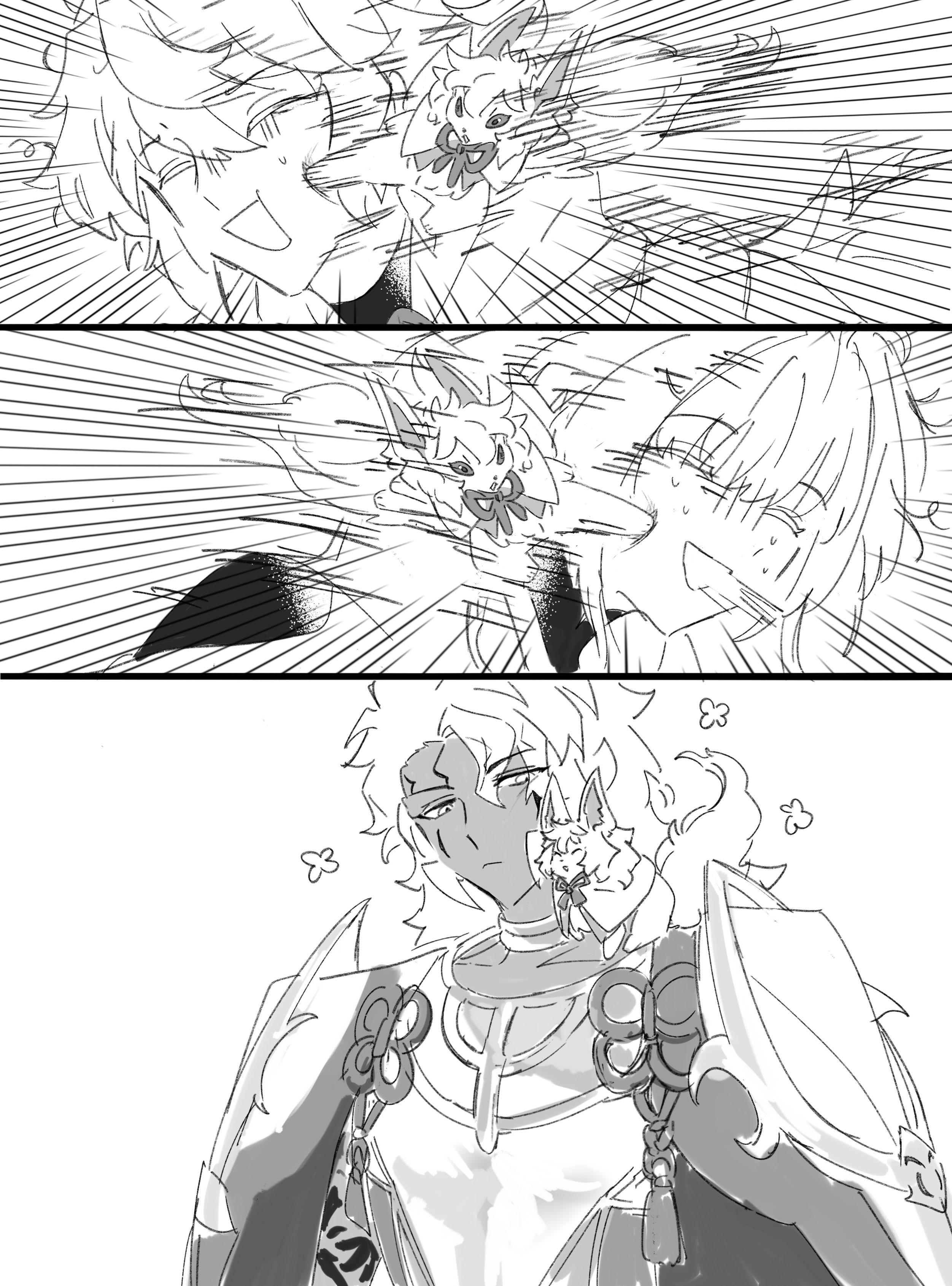 Safebooru - 1girl 2boys absurdres ahoge animal animal on shoulder ...