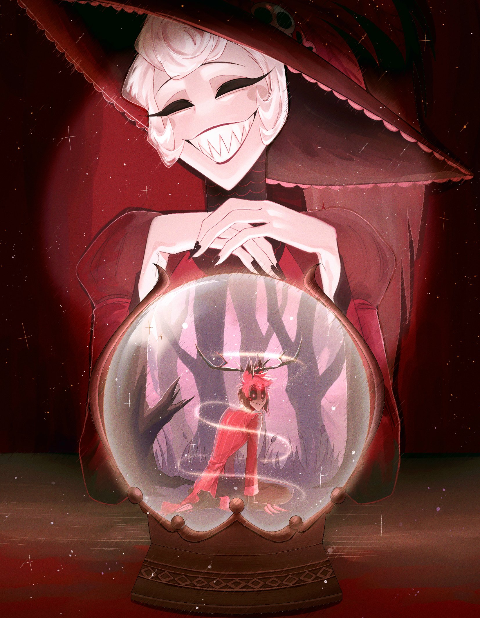 Safebooru - 1boy 1girl alastor (hazbin hotel) black pants collared ...