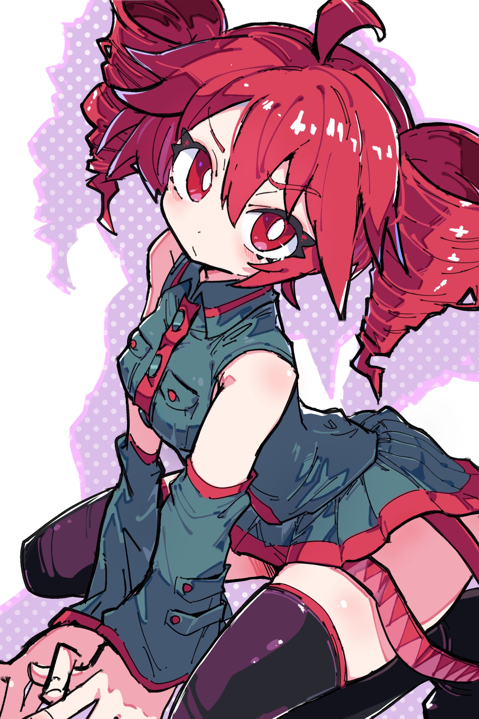 Safebooru - 1girl absurdres ahoge bare shoulders belt black boots black ...