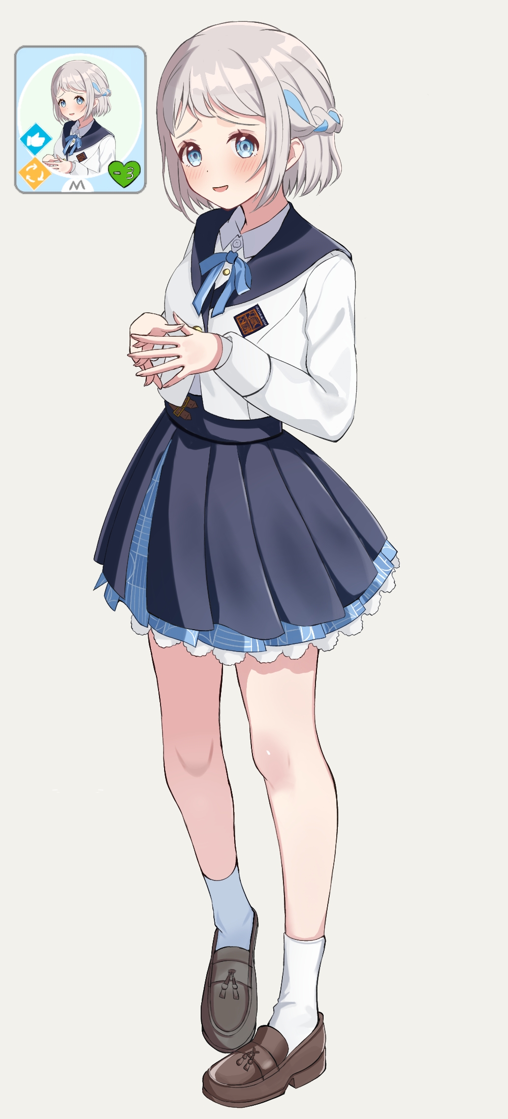 Safebooru - 1girl blue eyes blue ribbon blue skirt blush braid collared ...