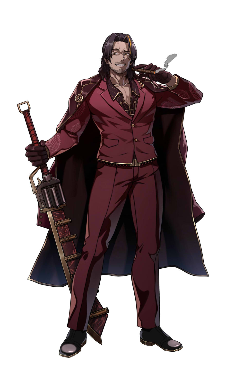 Safebooru - 1boy belt black hair black shoes brown eyes cigar coat coat ...