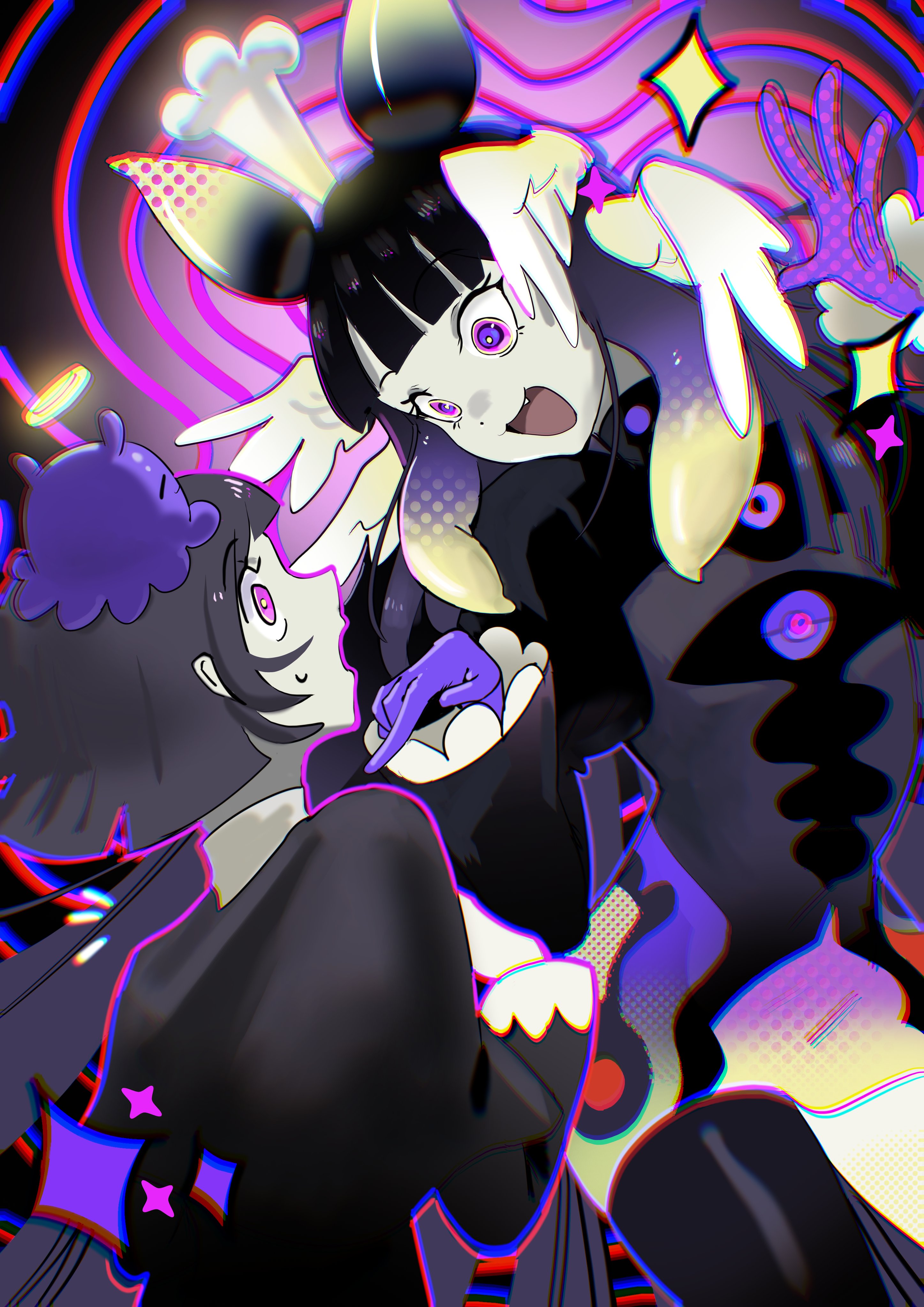 Safebooru - 2girls absurdres hashtag-only commentary head wings highres ...