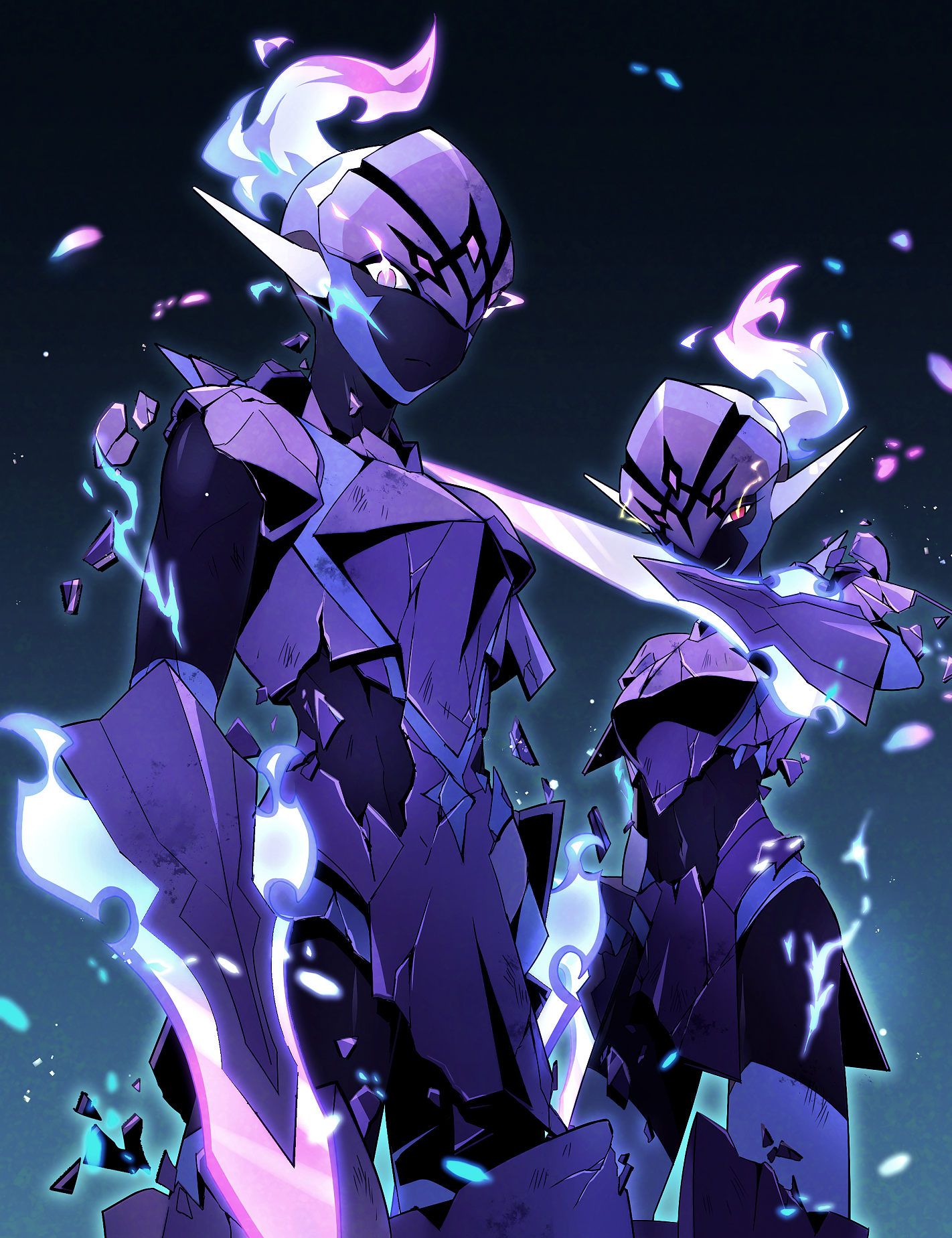 Safebooru - 1boy 1girl arm blade armor breaking breastplate broken ...