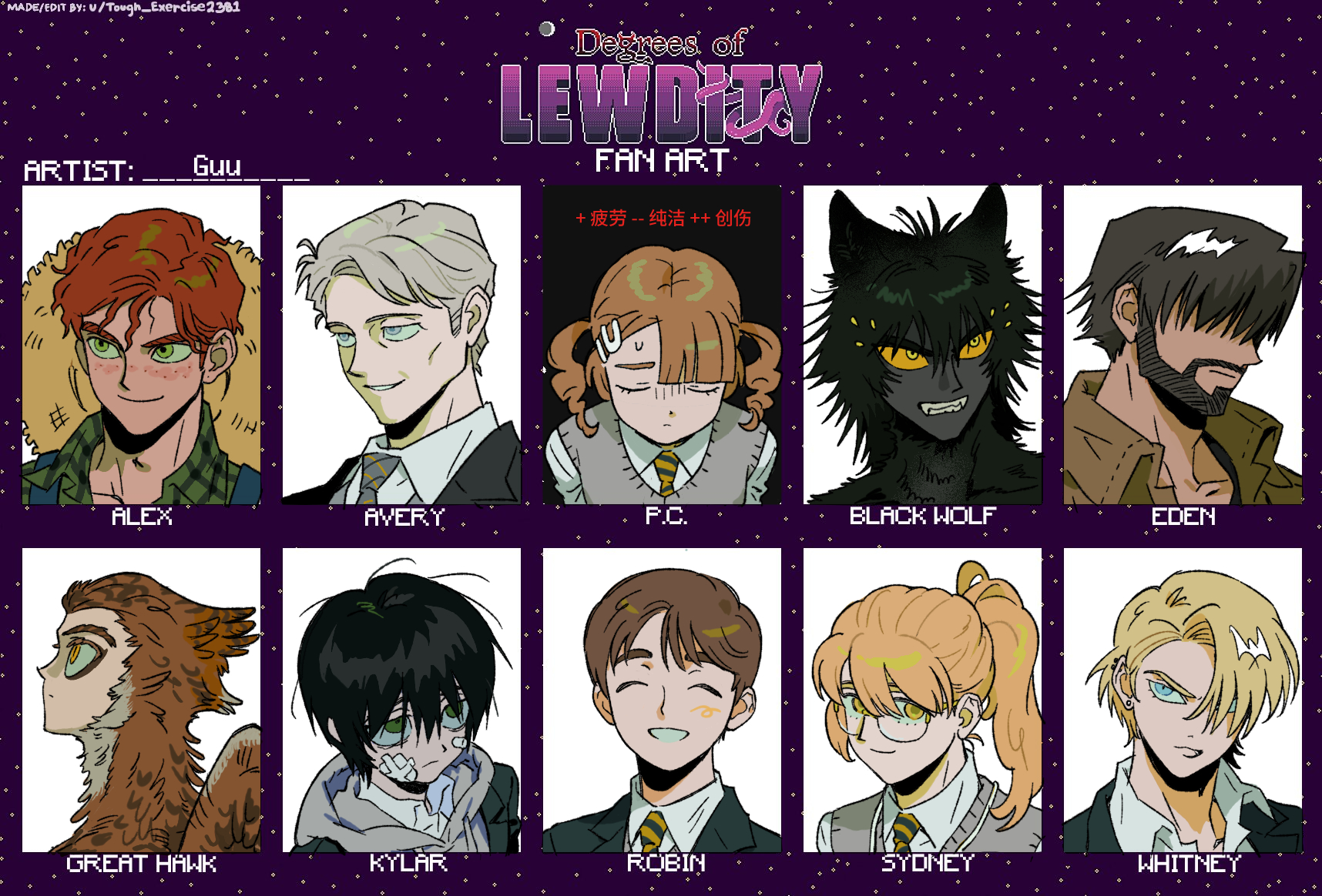 Safebooru - 1girl 6+boys ^ ^ alex (degrees of lewdity) alex (male ...