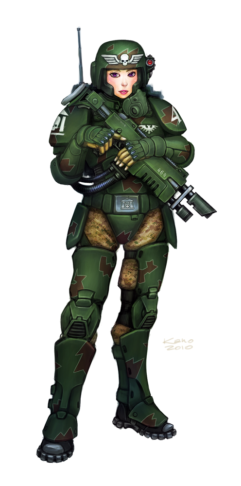 Safebooru - armor cadia camouflage girl gun hellgun imperial guard kano ...