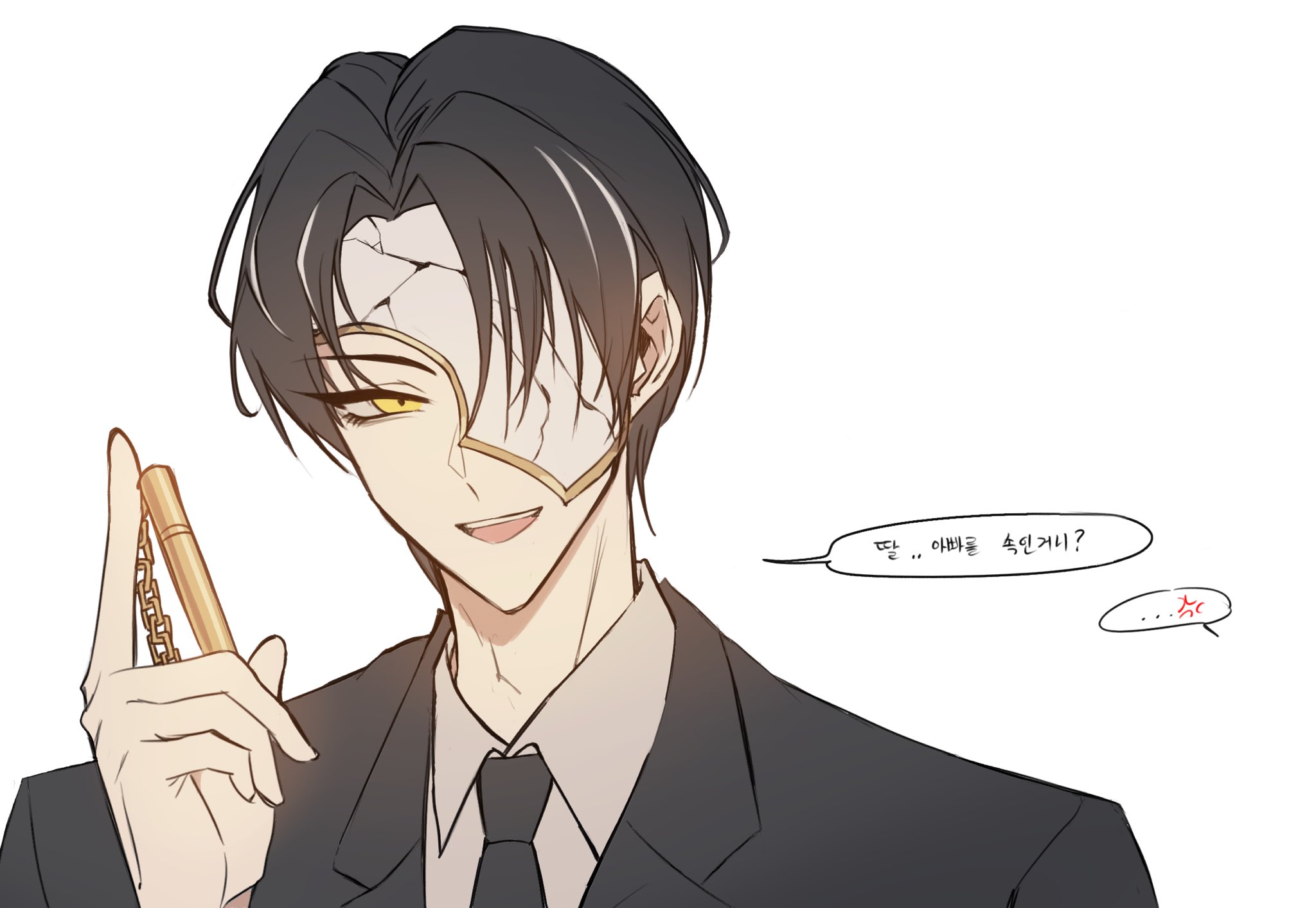 Safebooru - ... 1boy anger vein black hair black necktie black suit ...