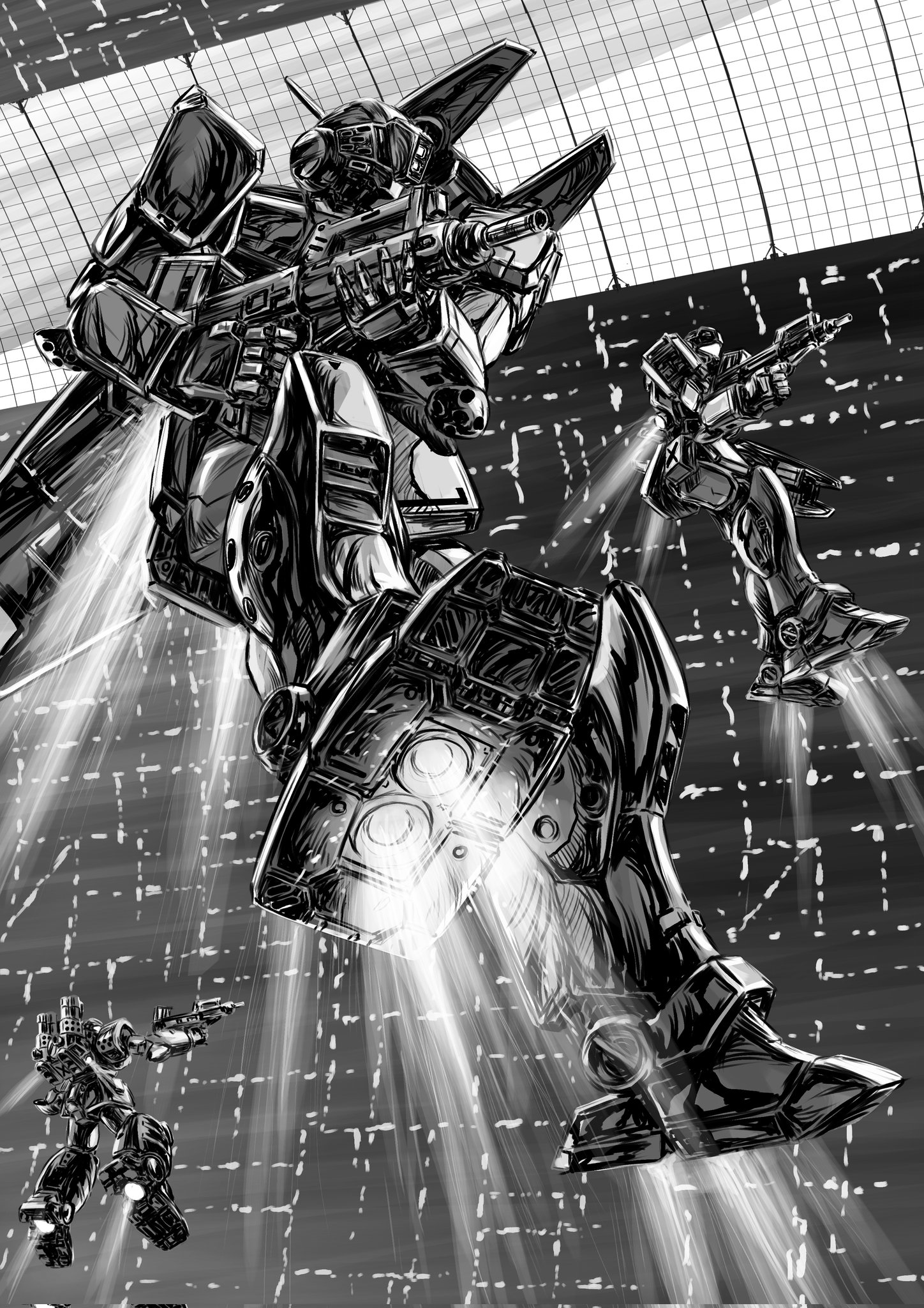 Safebooru - commentary request gm (mobile suit) greyscale gun gundam ...