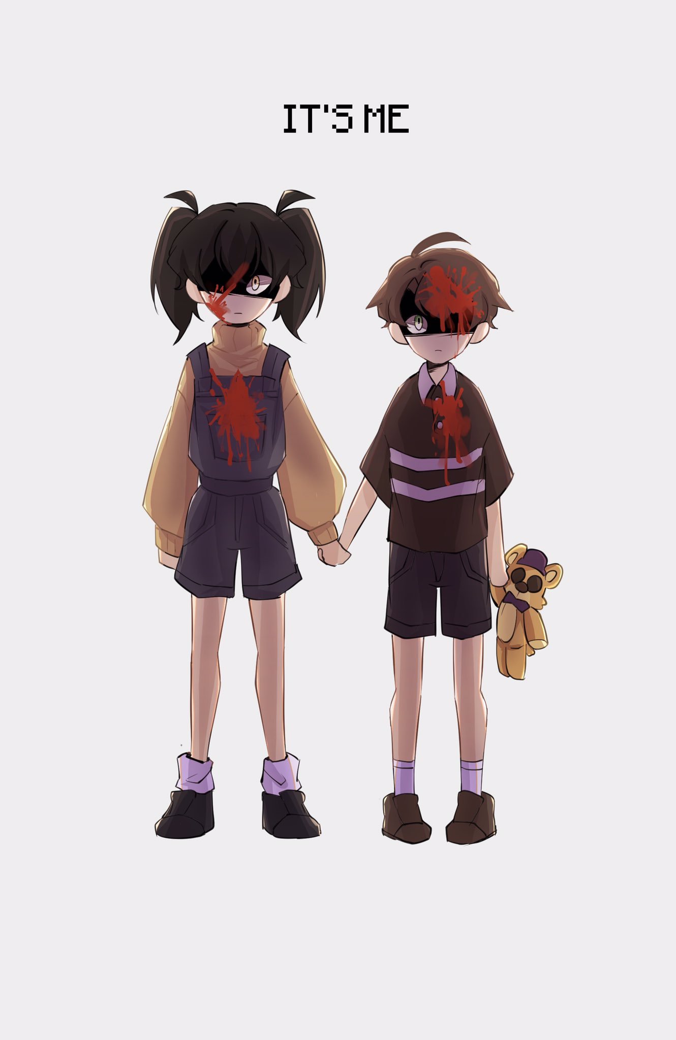 Safebooru - 1boy 1girl black hair blood blood on face blue shorts brown ...