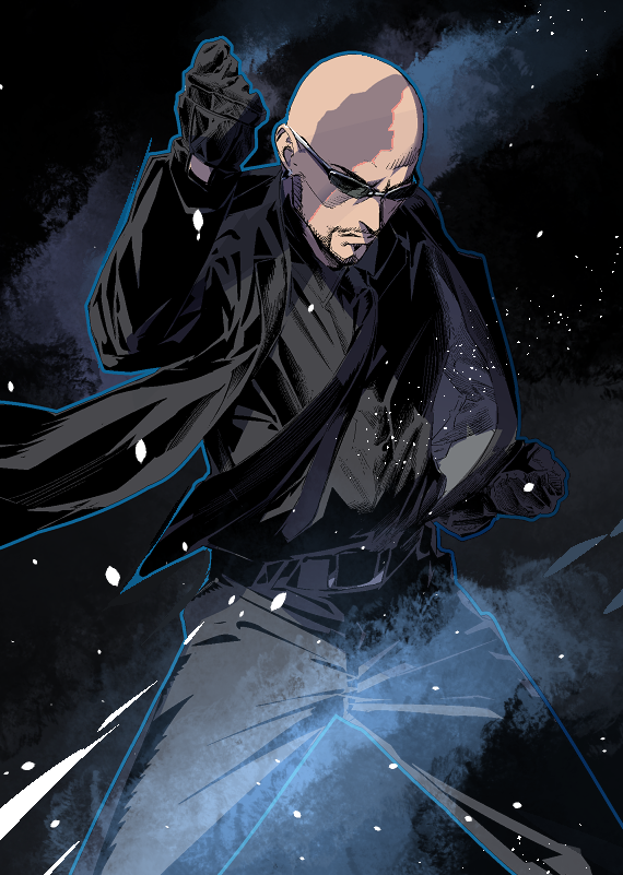 Safebooru - 1boy bald belt black background black jacket black pants ...