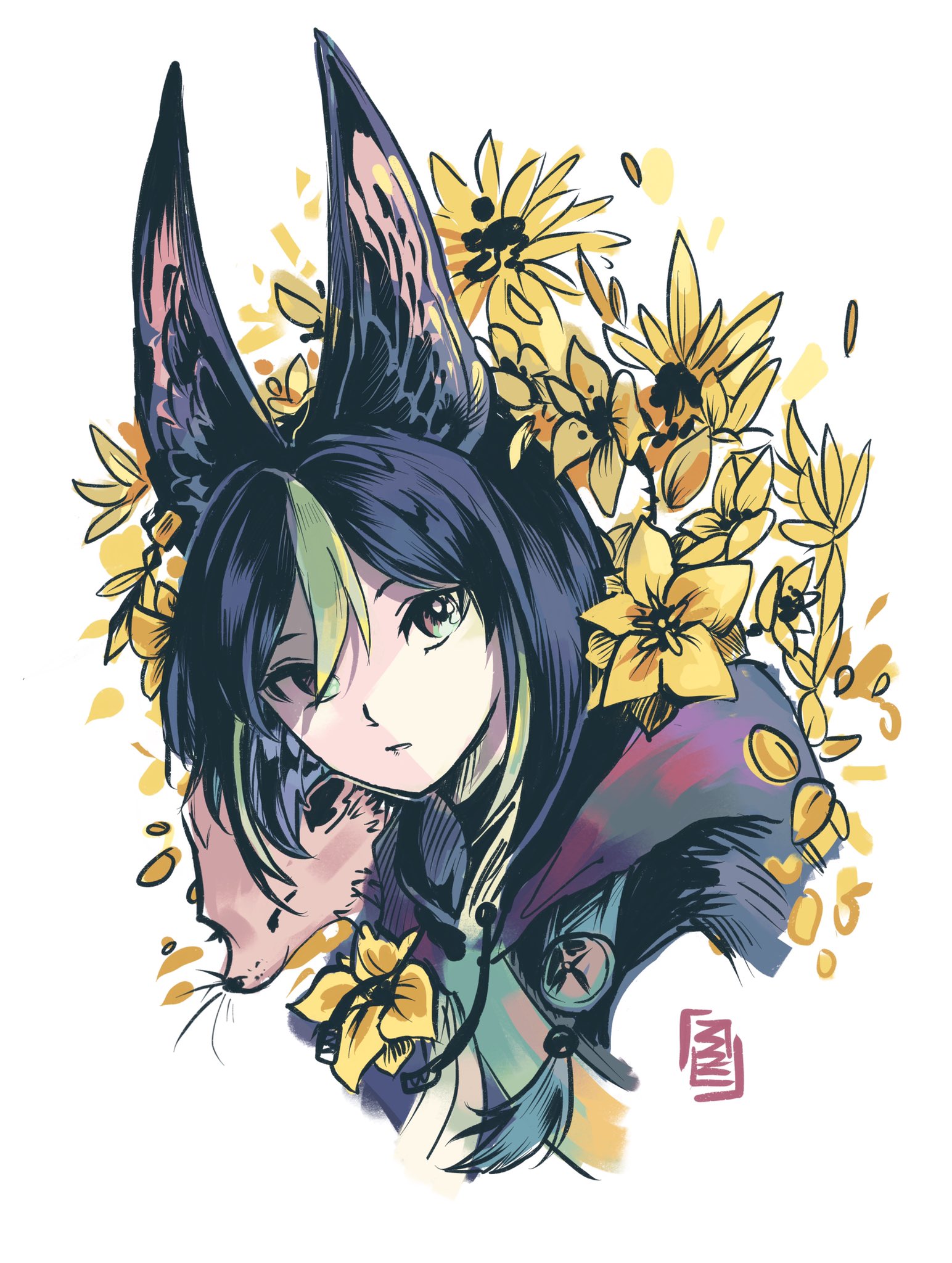 Safebooru - 1boy animal ear fluff animal ears black hair commentary ...
