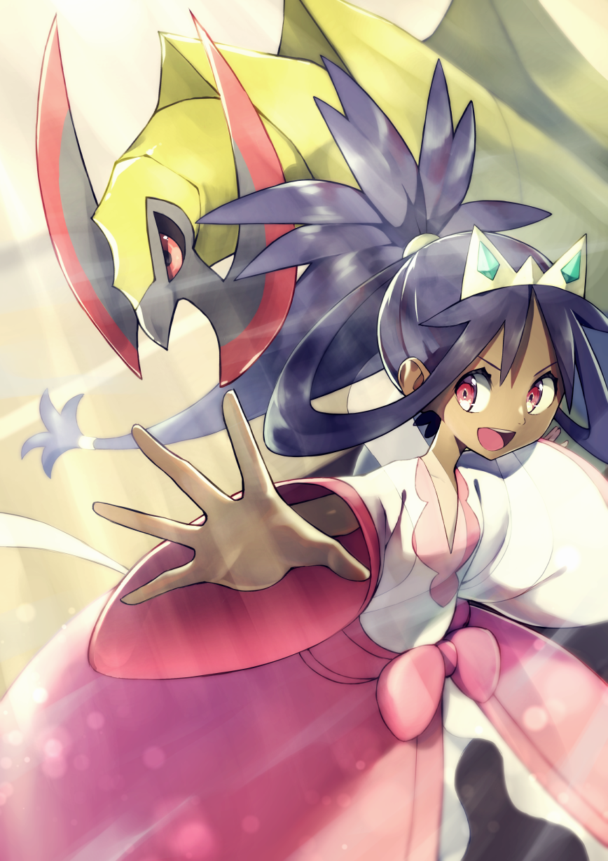 Safebooru - 1girl :d bangs bow dark-skinned female dark skin dress ...