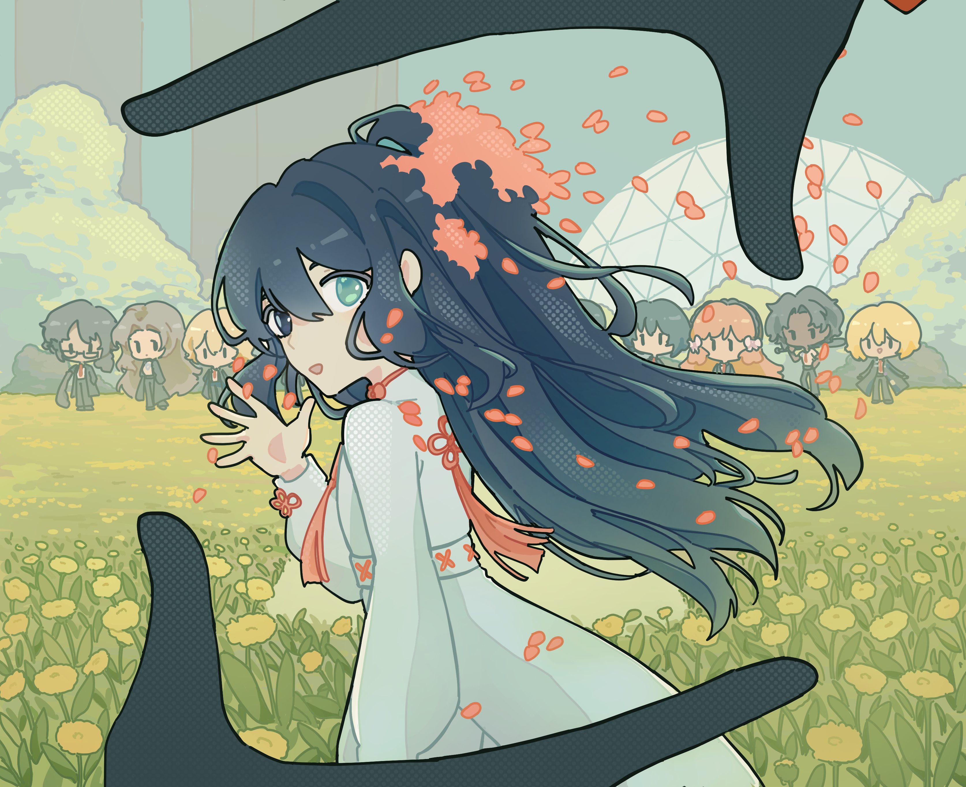 Safebooru - 1other 4boys 4girls absurdres androgynous aqua eyes black ...