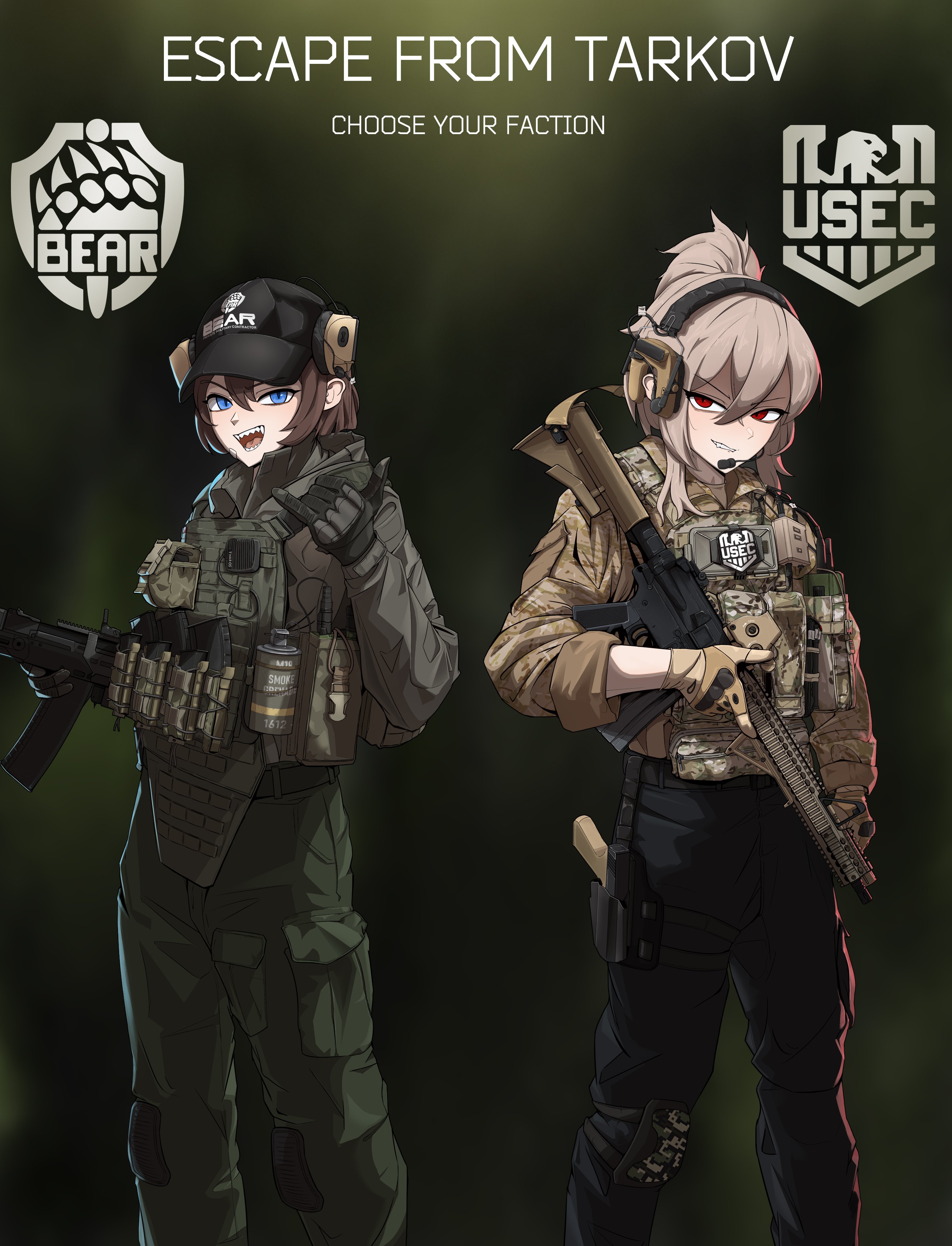 Safebooru - absurdres assault rifle blue eyes brown hair escape from ...