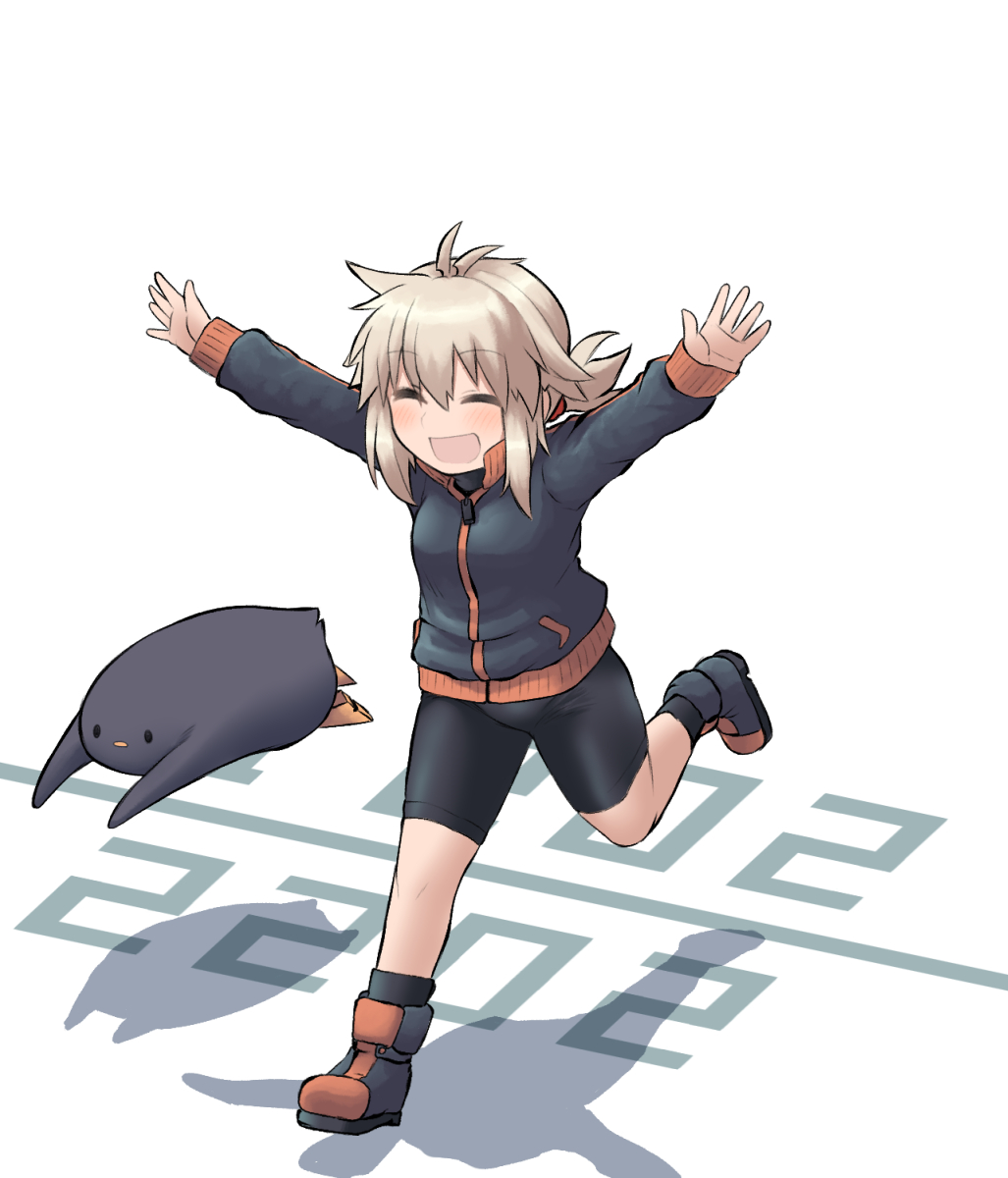 Safebooru - 1girl 2021 2022 :d ^ ^ animal antenna hair arms behind back arms up bangs bike ...