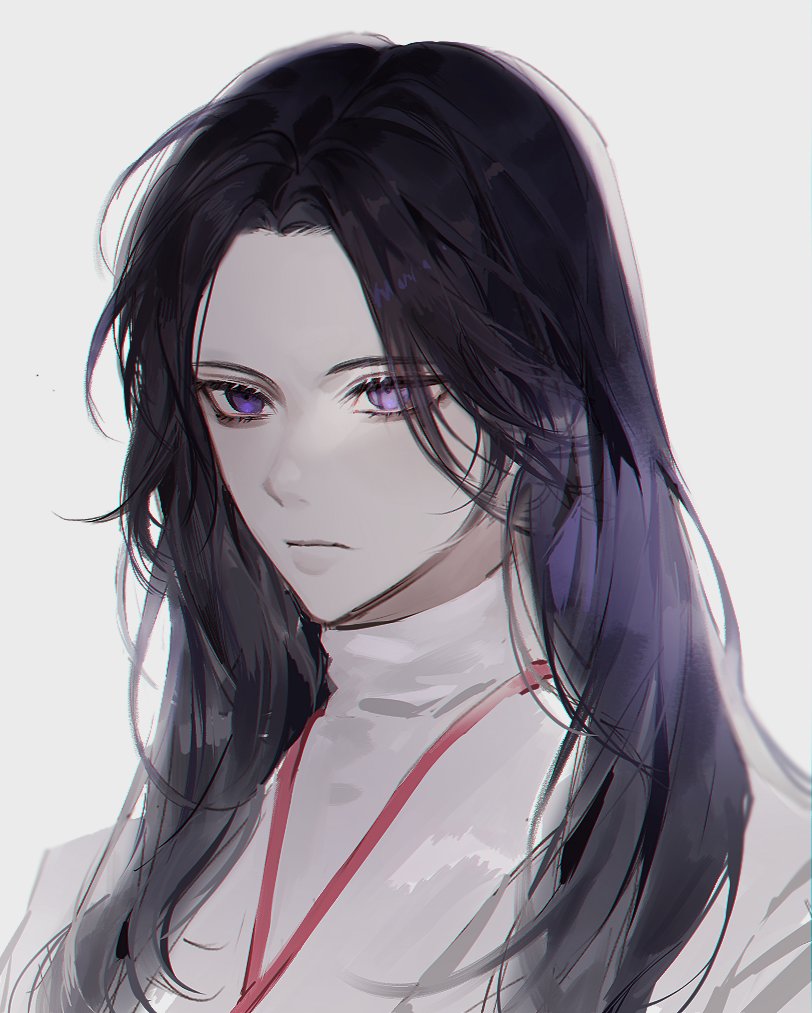 Safebooru - 1girl black hair closed mouth dark expressionless face him ...