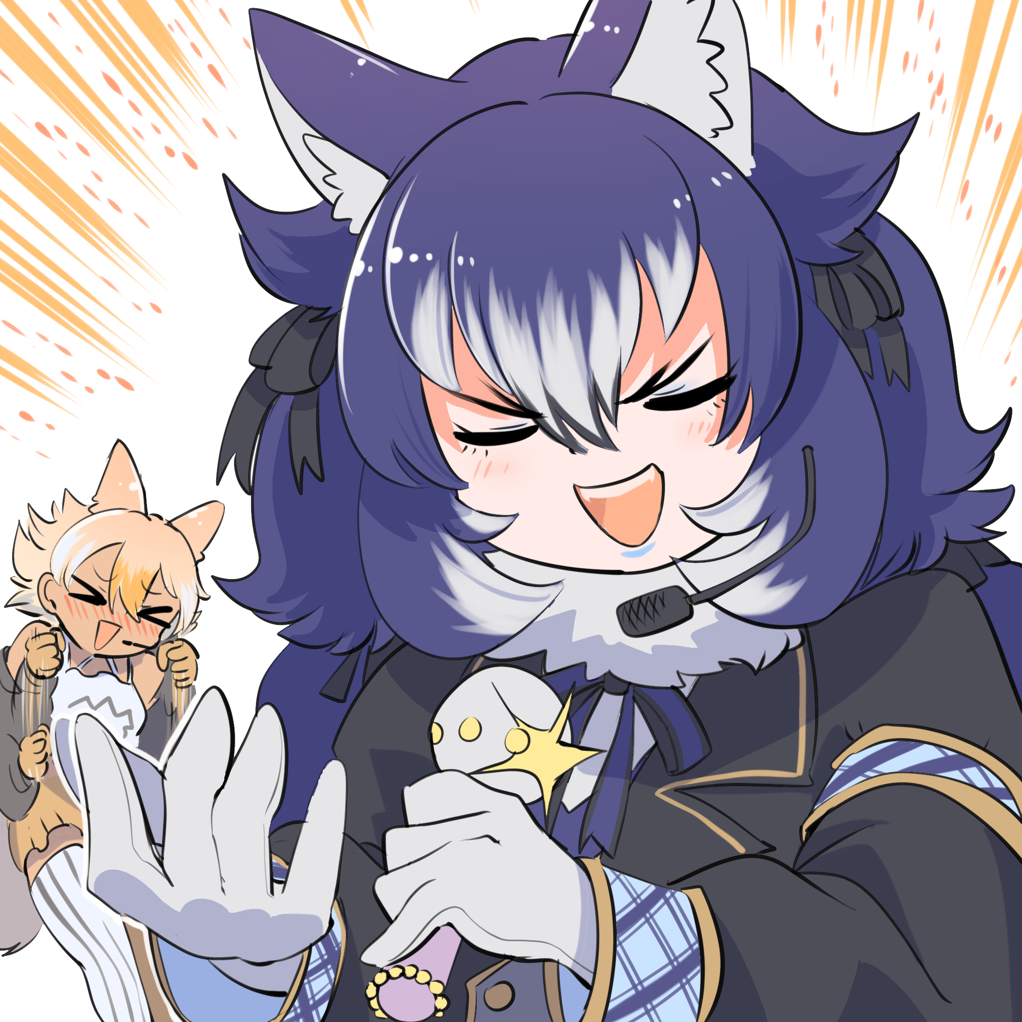 Safebooru - 2girls animal costume animal ear fluff animal ears black jacket blazer blonde hair ...