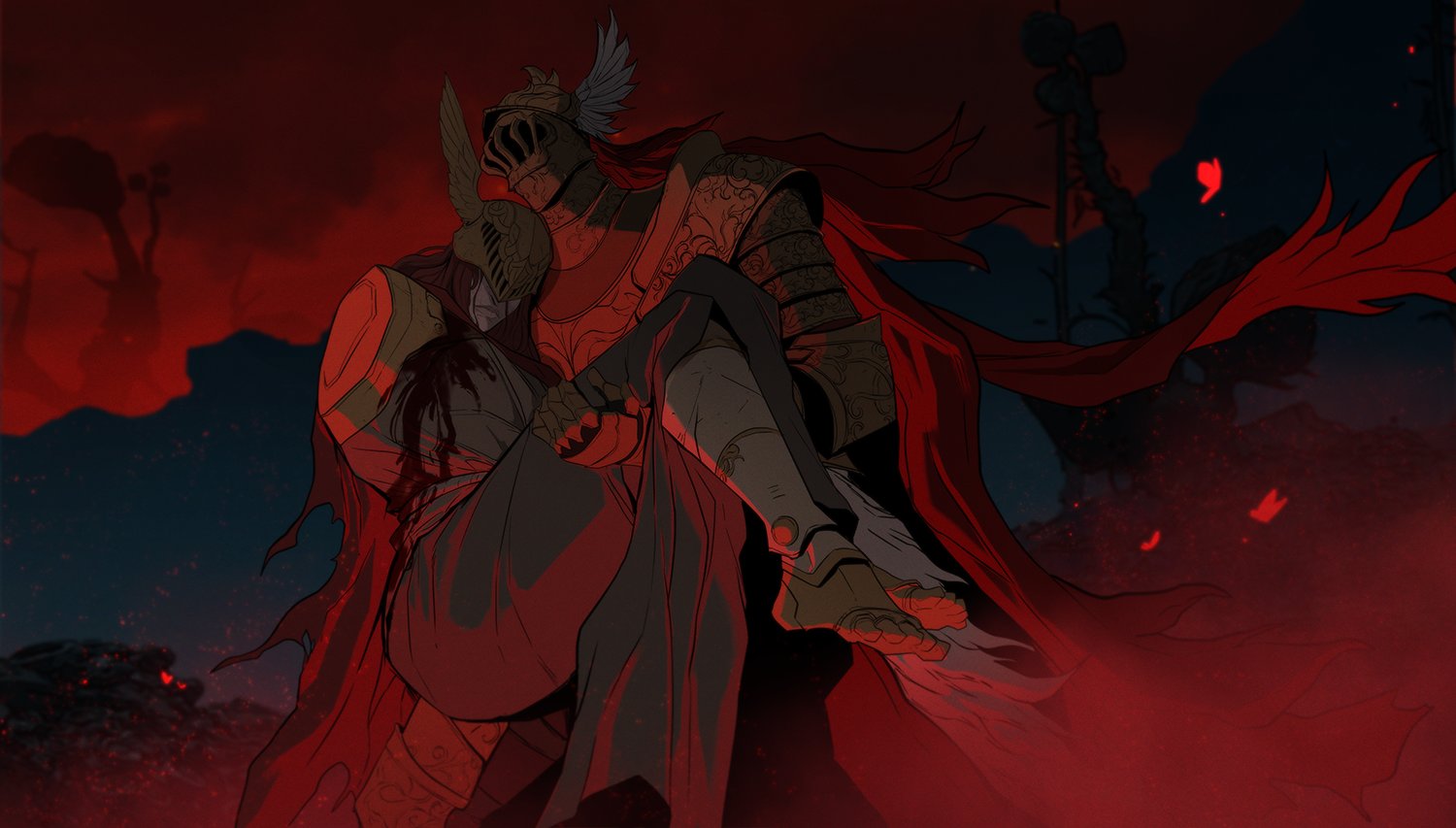 Safebooru - 2girls amputee armor banished shadow bleeding blood blood on clothes breastplate ...