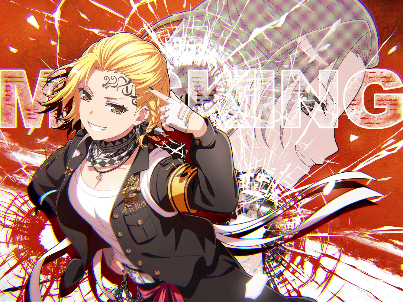 Safebooru - bang dream! blonde hair cosplay green eyes jacket masking (bang dream!) official art ...