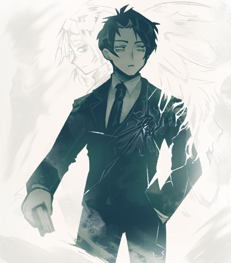 Safebooru - 1boy 1girl angelica (project moon) black eyes black hair ...