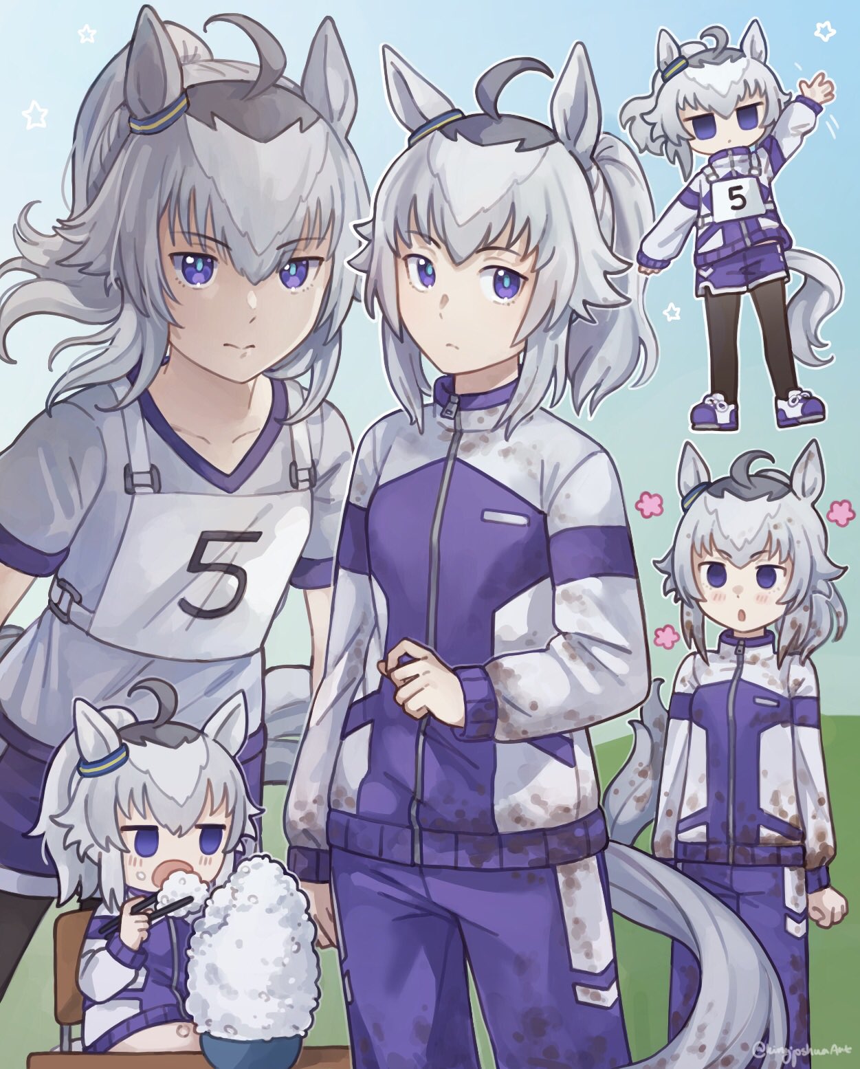 Safebooru - 1girl ahoge animal ears arms at sides artist name black ...