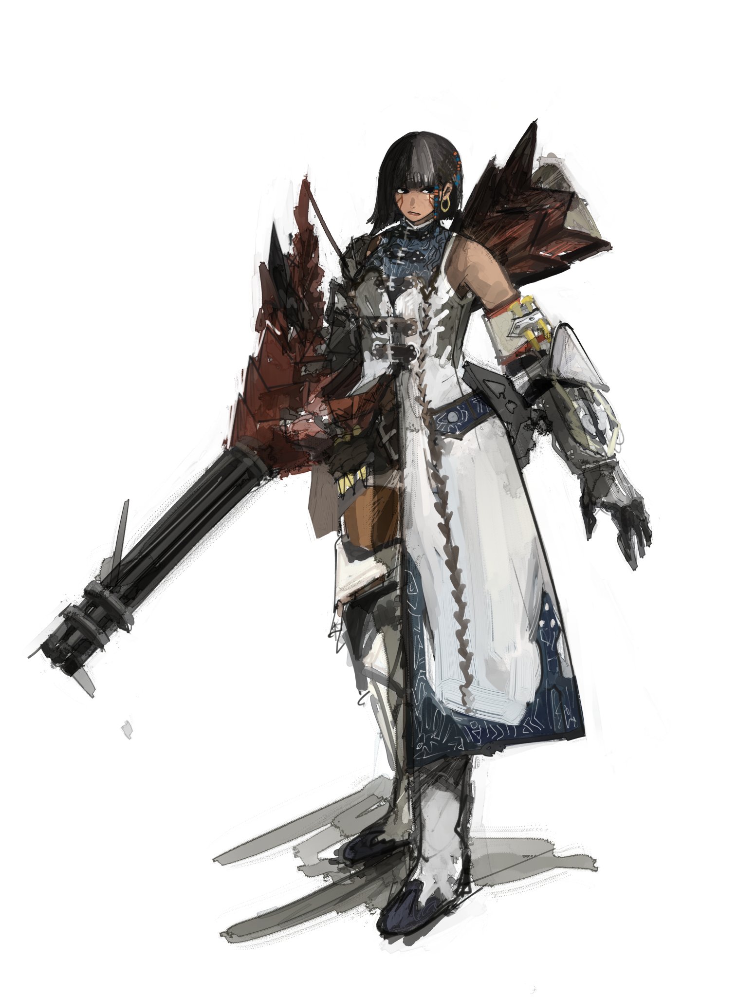 Safebooru - 1girl armor belt black gloves black hair bob cut breasts ...