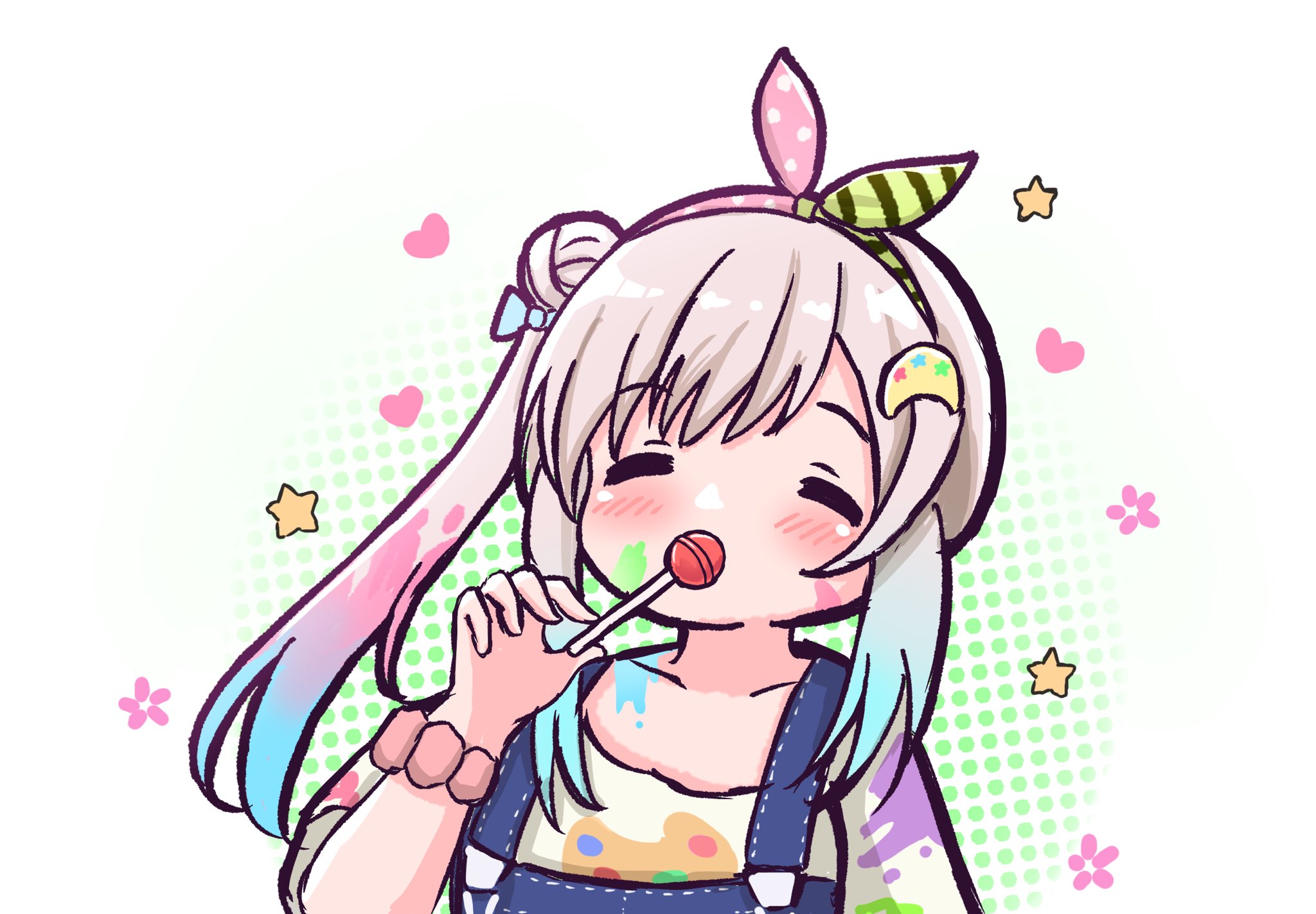 Safebooru - 1girl airani iofifteen alpha cas blue hair candy food ...