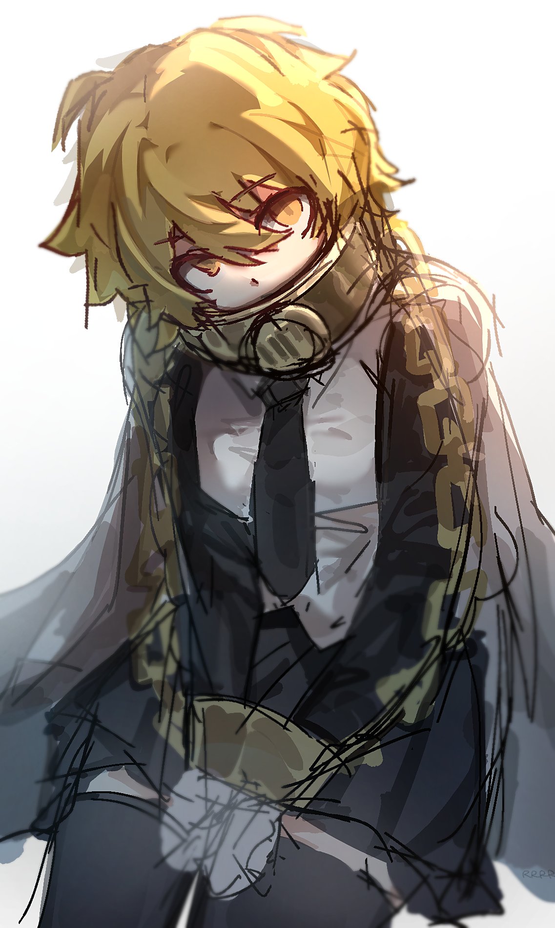 Safebooru - 1girl black necktie black skirt black thighhighs cape chain ...