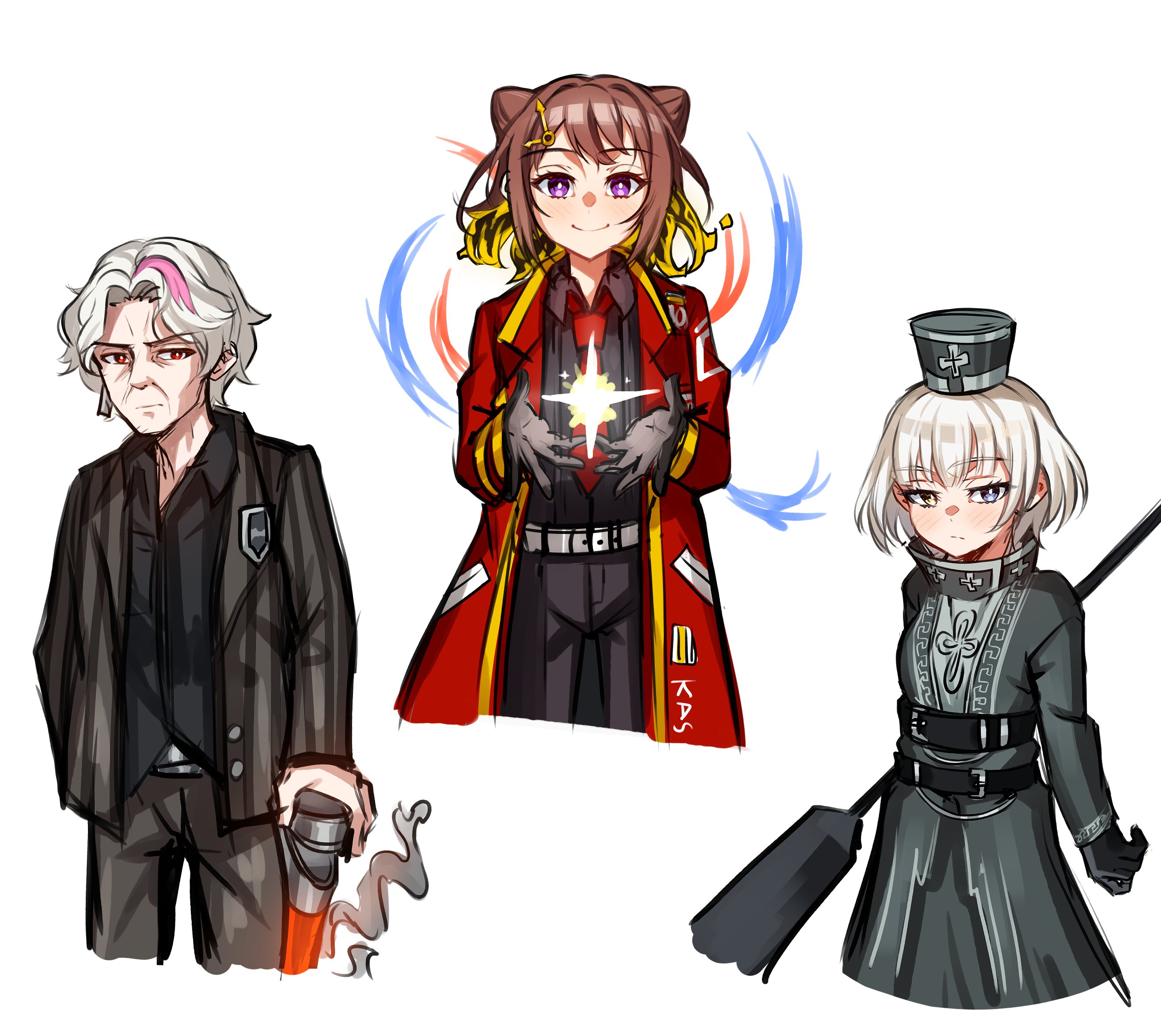 Safebooru - 3girls bang dream! black gloves blonde streaks brown hair ...