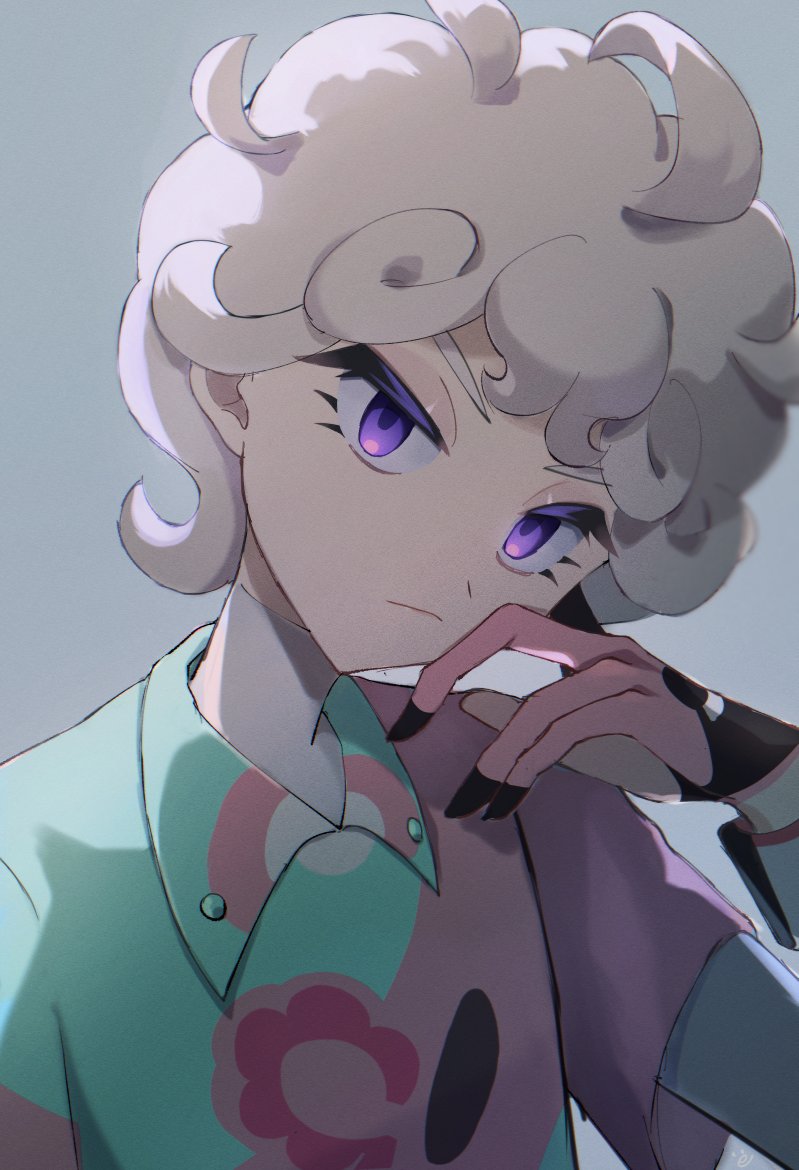 Safebooru - 1boy ahoge bangs bede (pokemon) blonde hair closed mouth ...