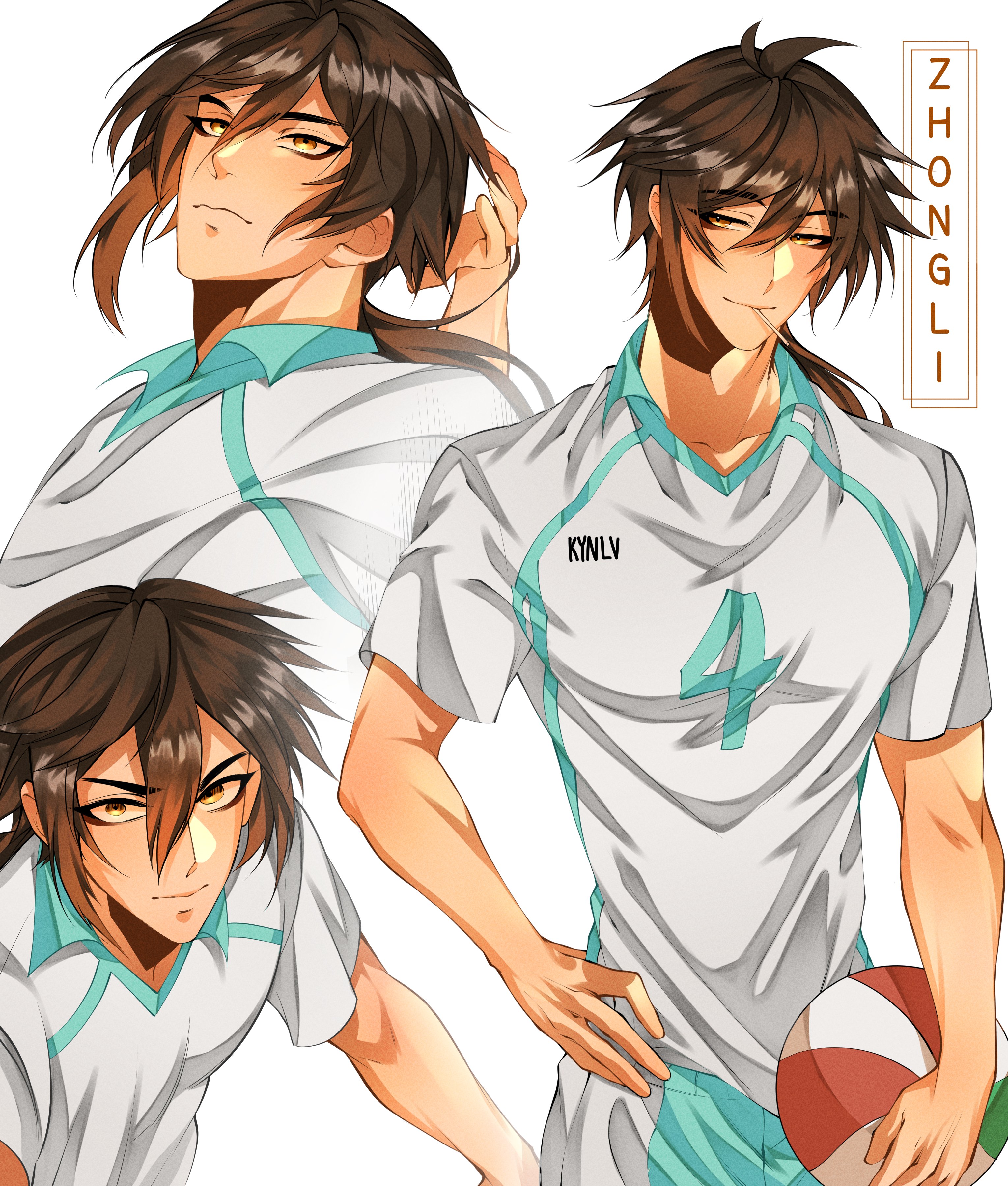 Safebooru - 1boy absurdres aoba johsai volleyball uniform artist name ball bangs black hair ...